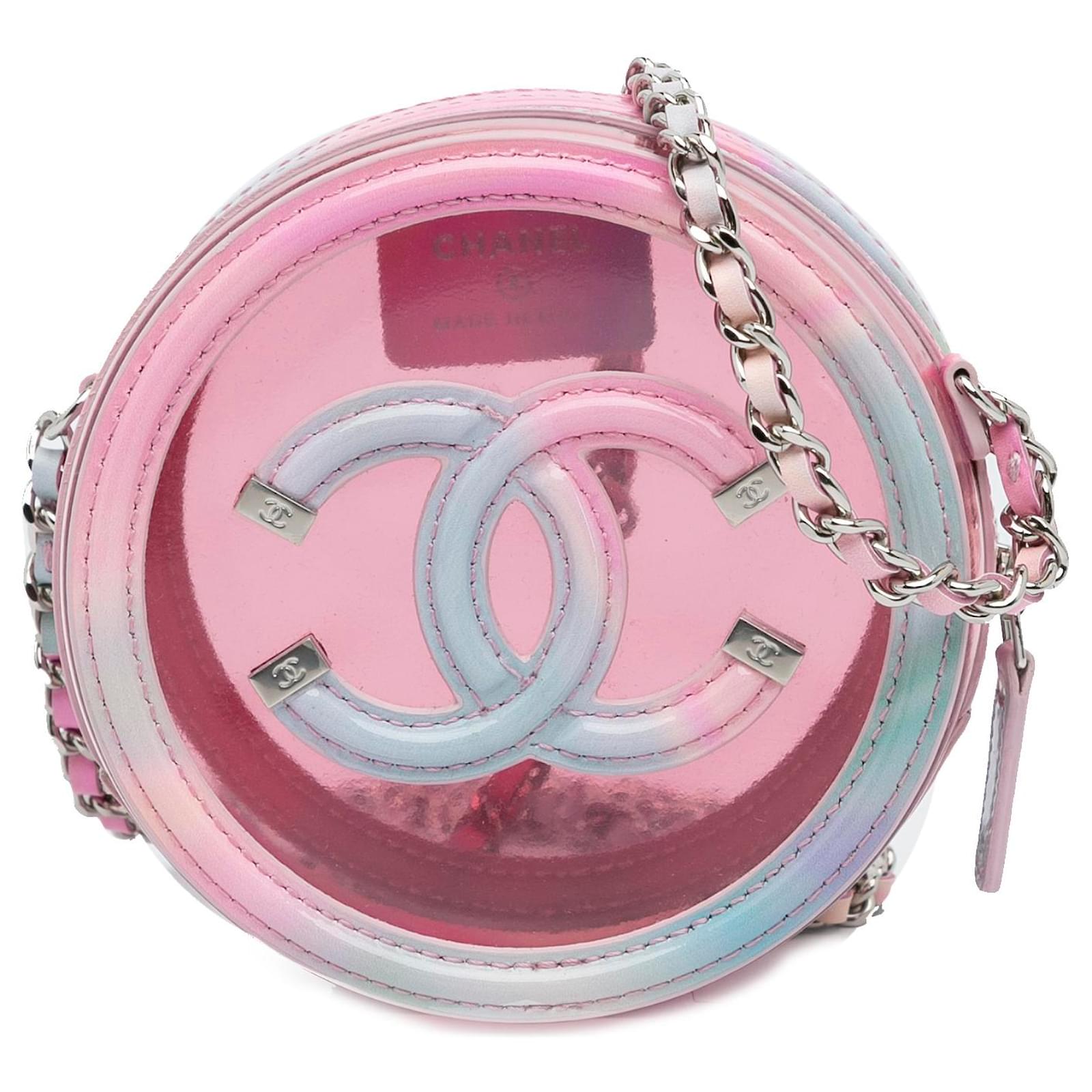 Chanel Pink CC Filigree Transparent Round Crossbody Bag Blue Light blue ...