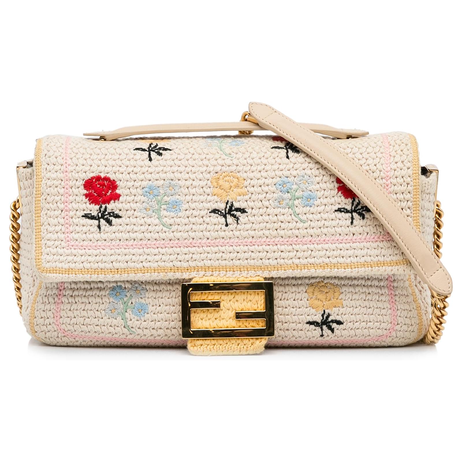 Fendi White Embroidered Crochet Baguette Wool Cloth ref.1106653 - Joli ...