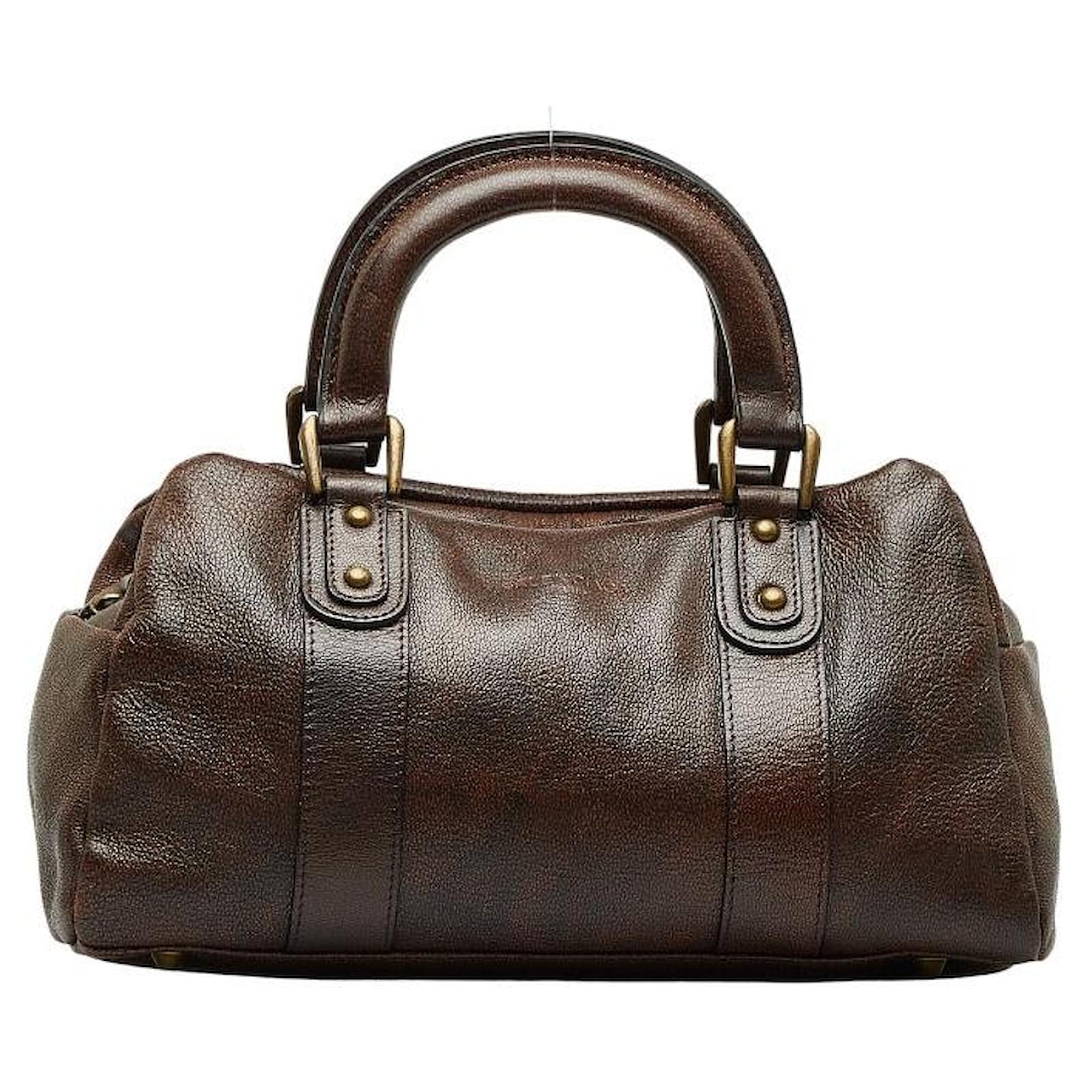 Balenciaga Leather Mini Boston Bag Brown Pony-style calfskin ref ...