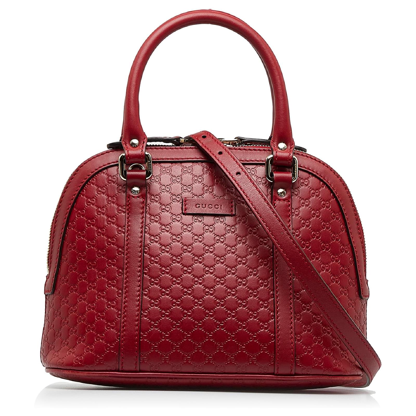 Gucci Red Mini Microguccissima Dome Satchel Leather Pony-style calfskin ...