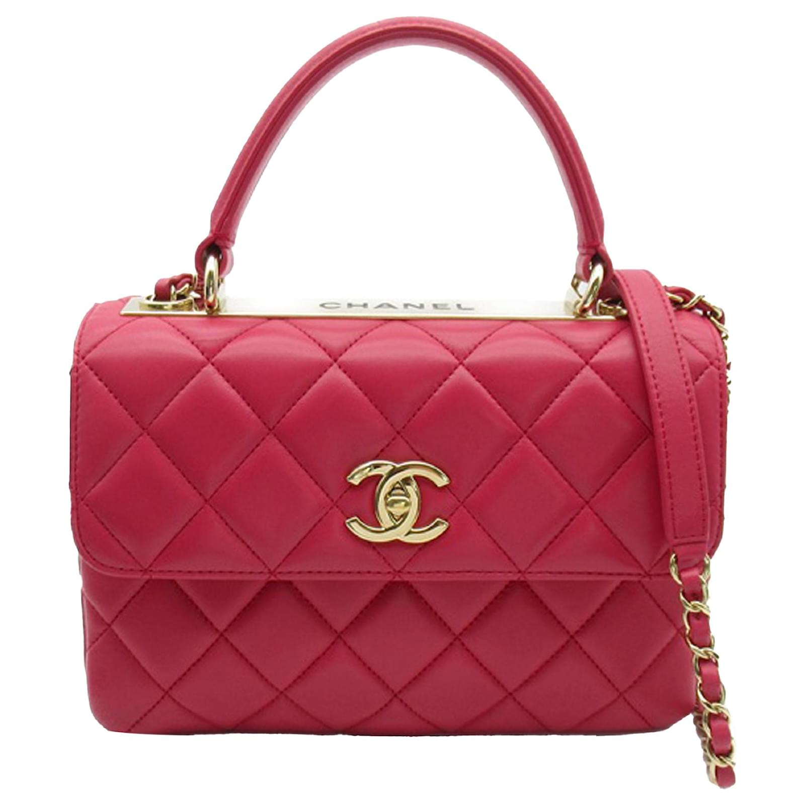 Chanel Red Small Trendy CC Lambskin Flap Leather ref.1112271 - Joli Closet
