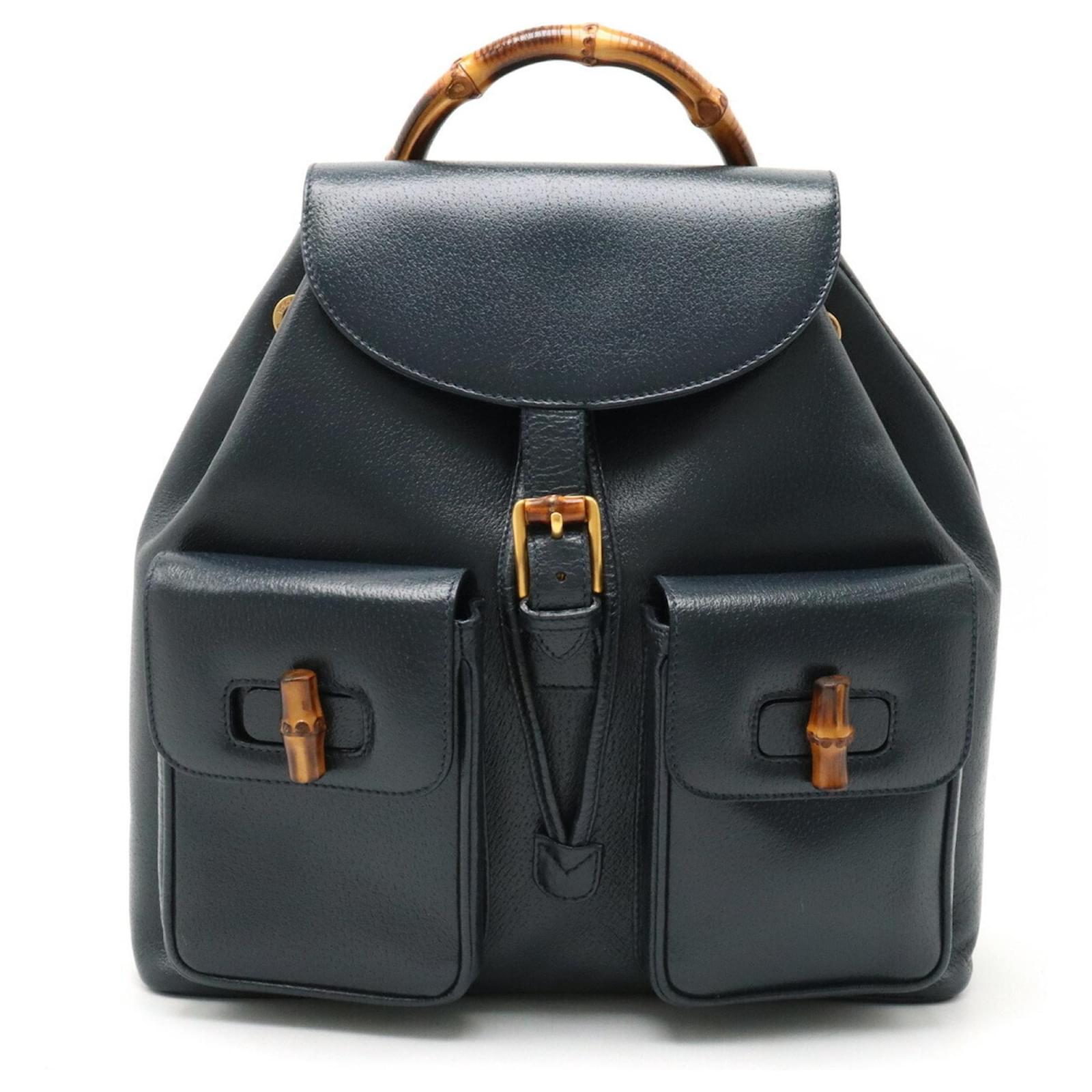 Gucci Bamboo Navy blue Leather ref.1113071 - Joli Closet