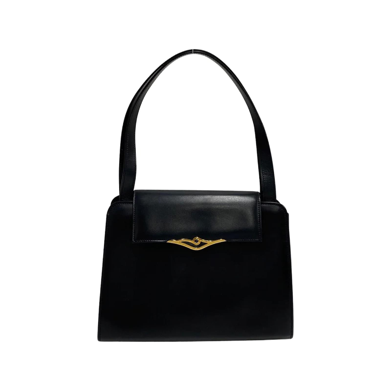 Cartier Sapphire Kelly Handbag Black Leather Pony-style calfskin ref ...