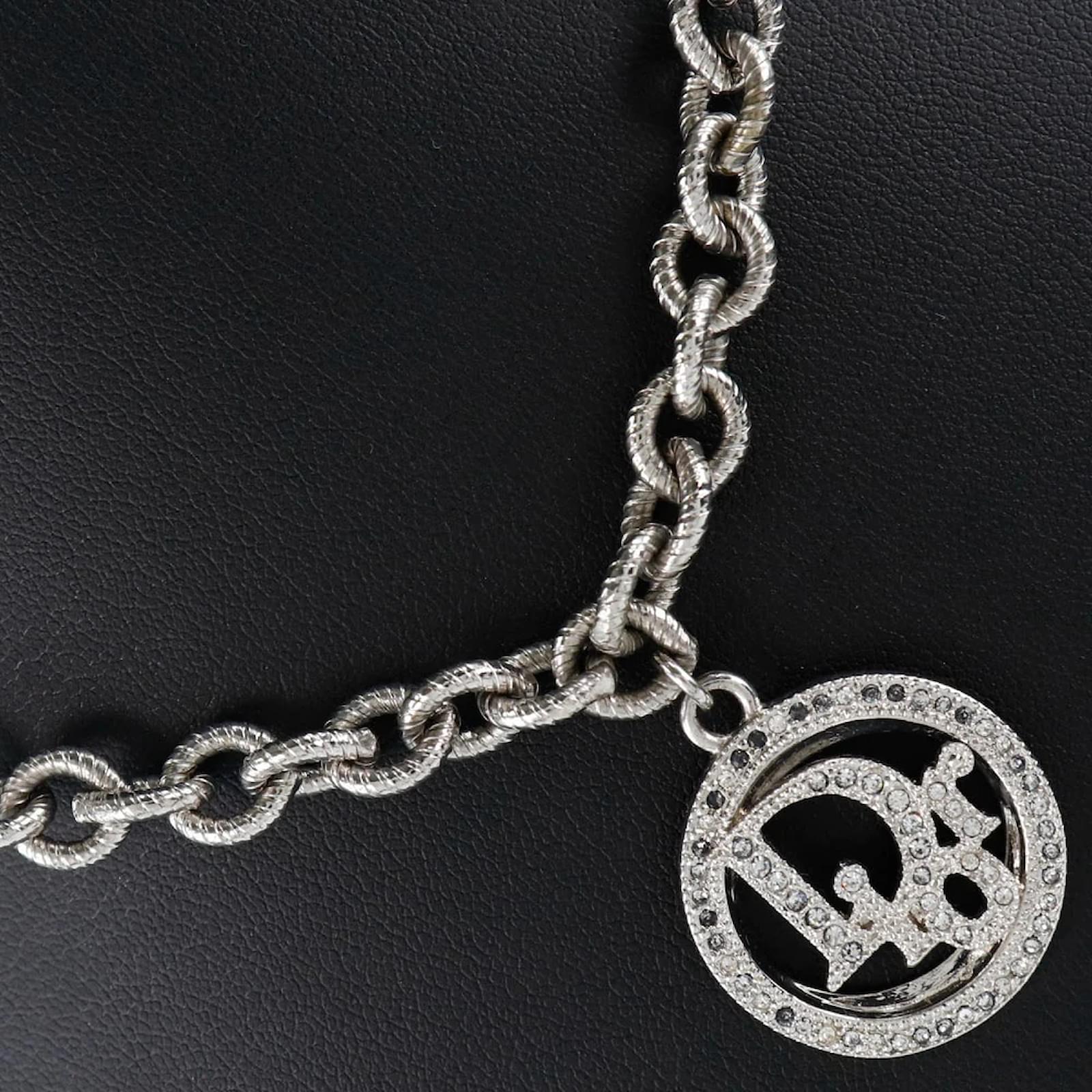 Dior Logo Pendant Chain Necklace Silvery Silver Metal ref.1115435 ...