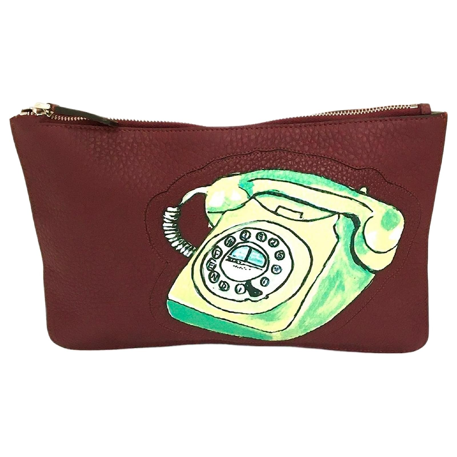 Fendi Red Telephone Leather Clutch Pony-style calfskin ref.1115701 ...