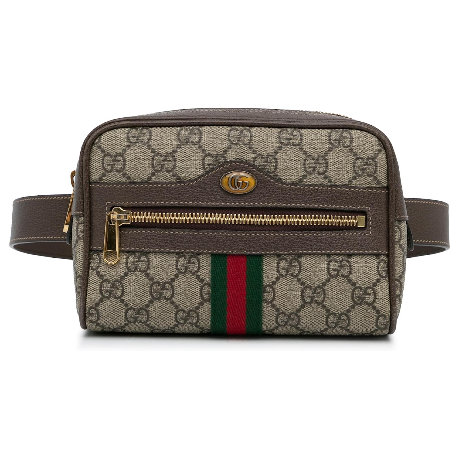 Gucci Brown GG Supreme Ophidia Belt Bag Leather Cloth Pony-style ...