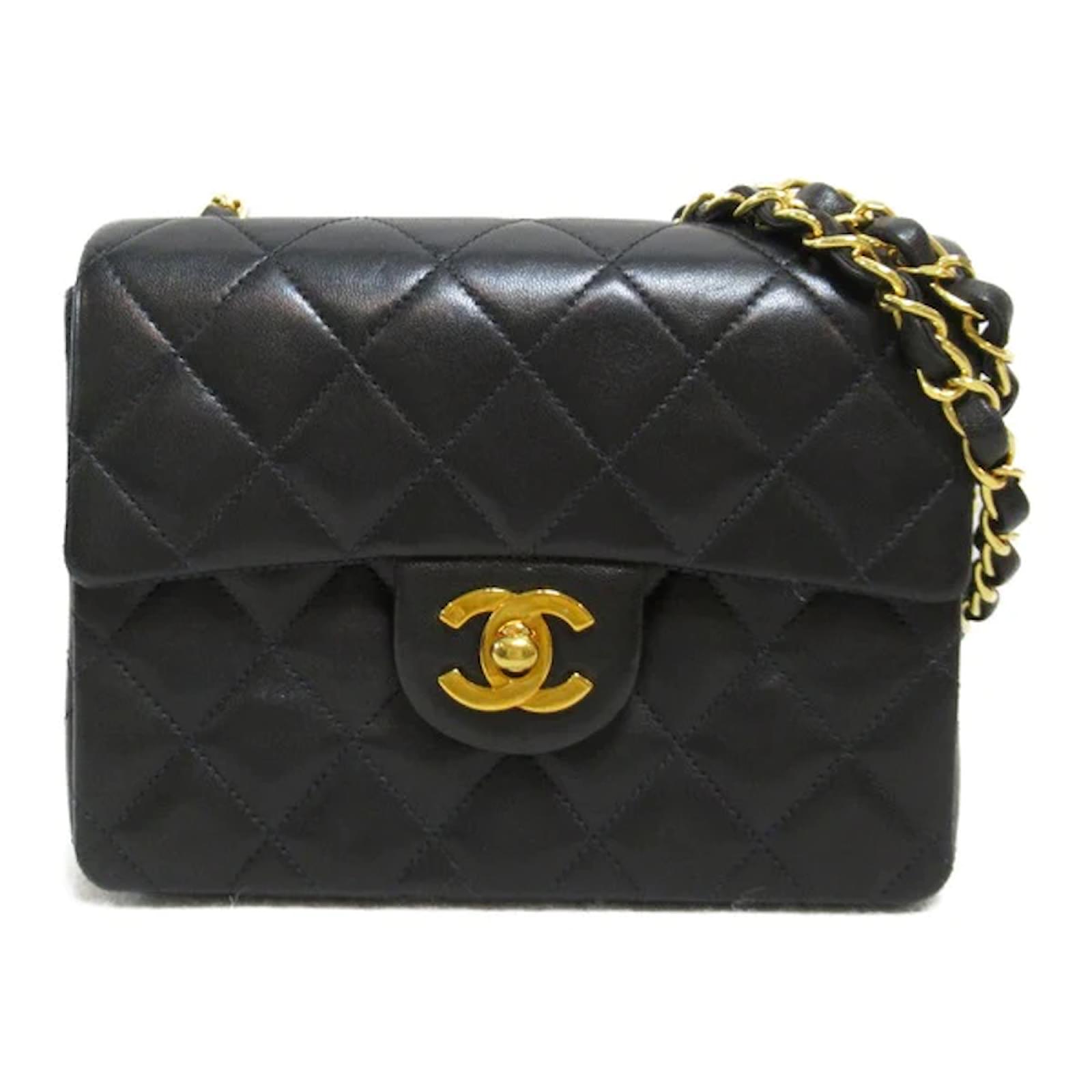 Chanel Mini Classic Single Flap Bag Black Leather Lambskin ref.1116021 ...