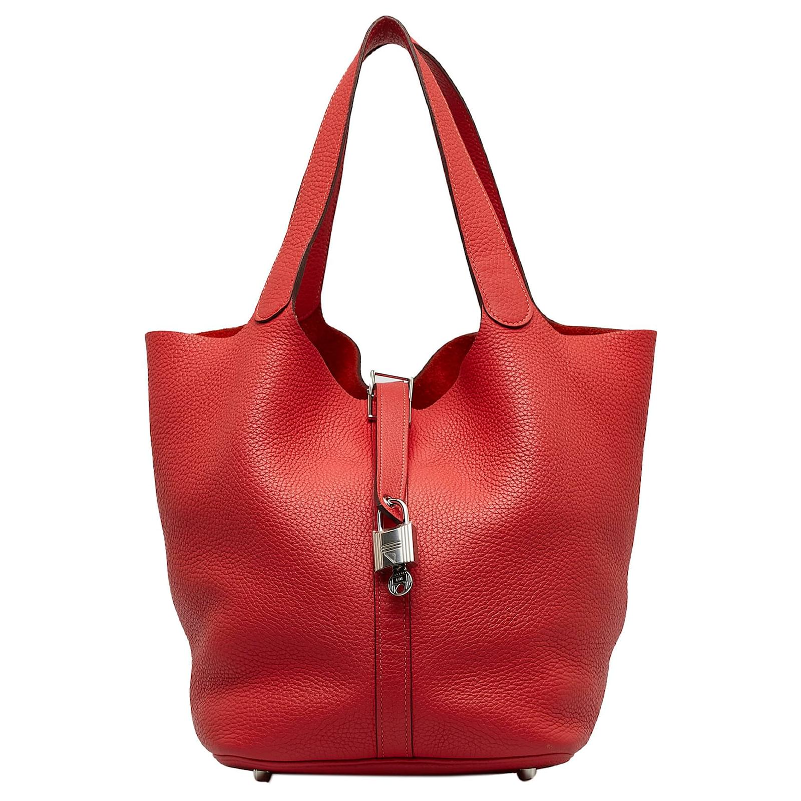 Hermès Hermes Red Clemence Picotin Lock 26 Leather Pony-style calfskin ...