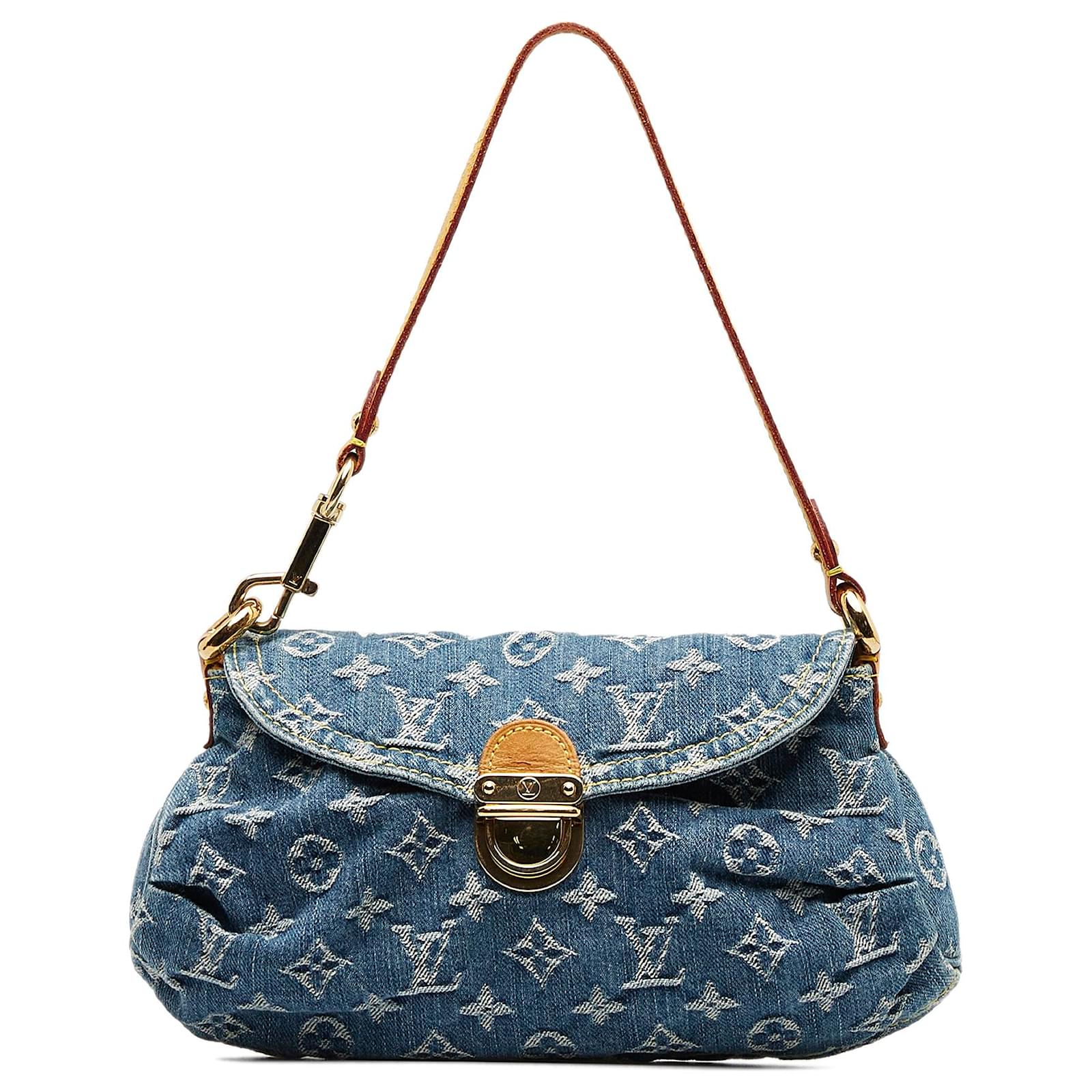 Louis Vuitton Blue Monogram Denim Mini Pleaty Leather Cloth ref.1117189 ...