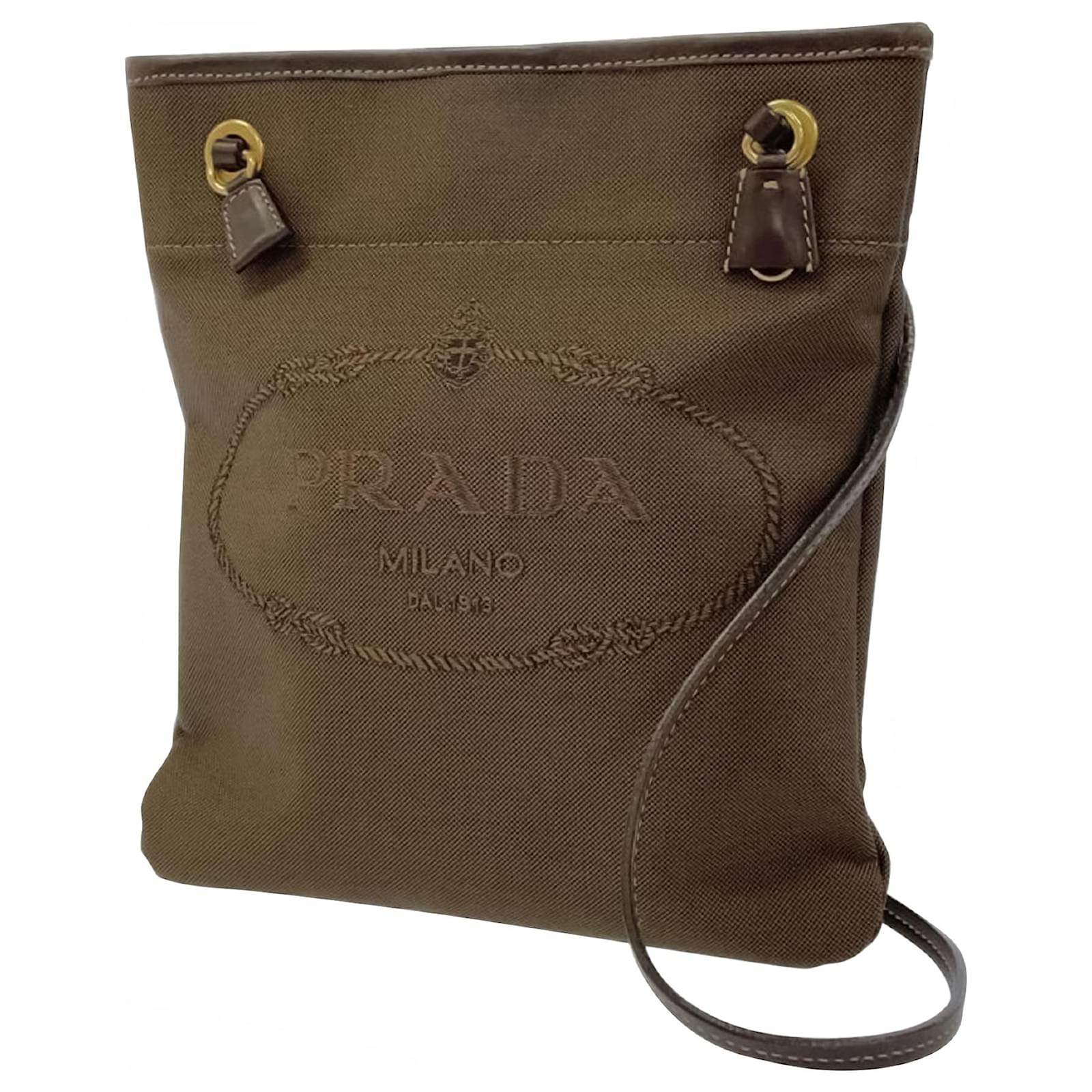 Prada Brown Canapa Logo Crossbody Bag Cloth Cloth ref.1117196 - Joli Closet
