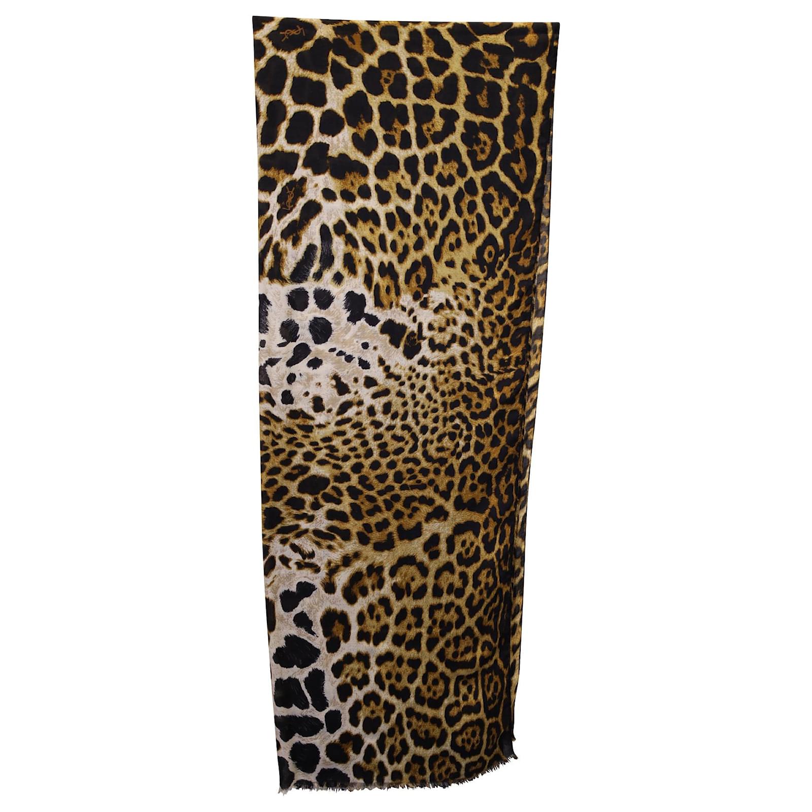 Saint Laurent Leopard-Print Scarf in Multicolor Silk Multiple colors ...