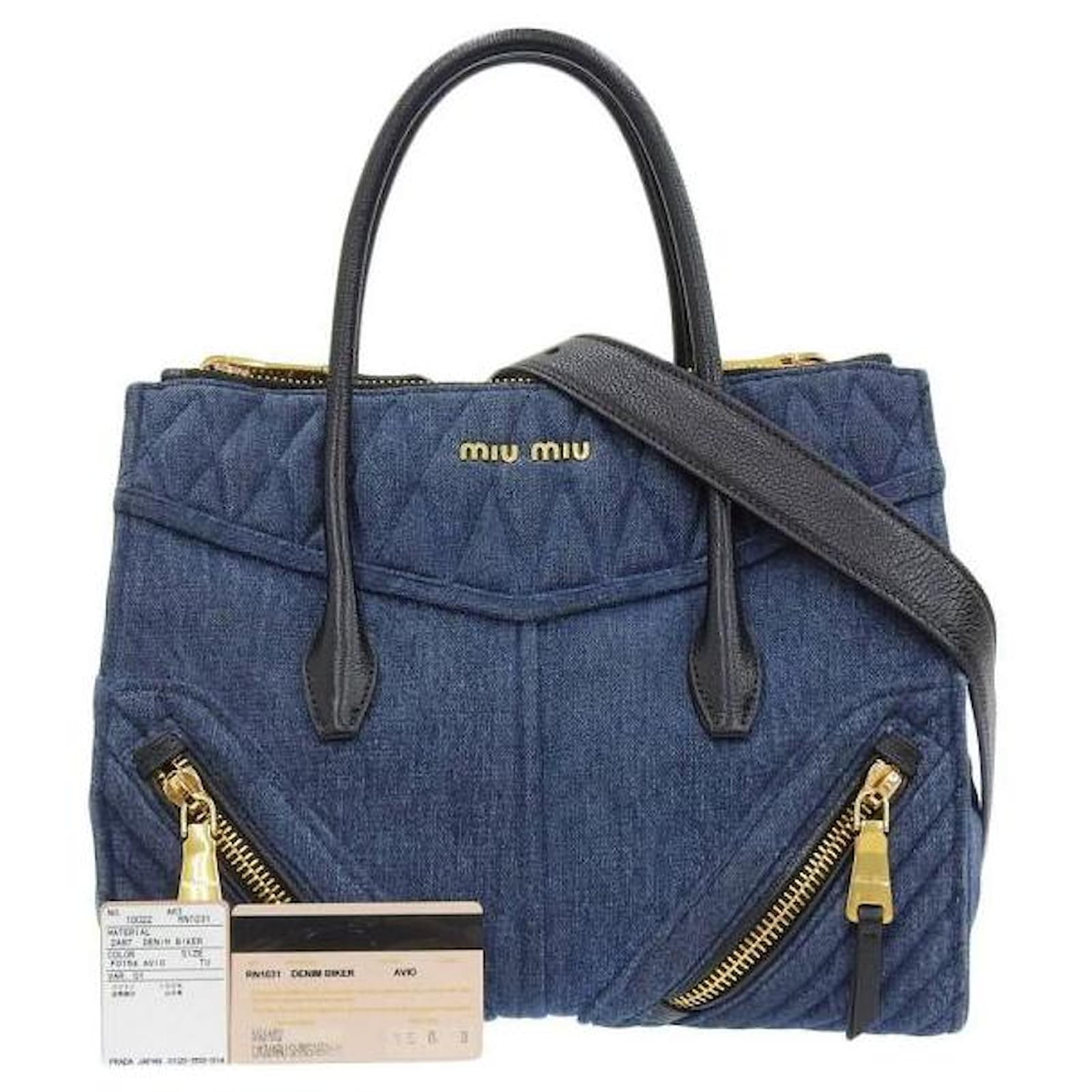 Miu Miu Denim Biker Handbag in Very Good Condition Blue ref.1118641 ...