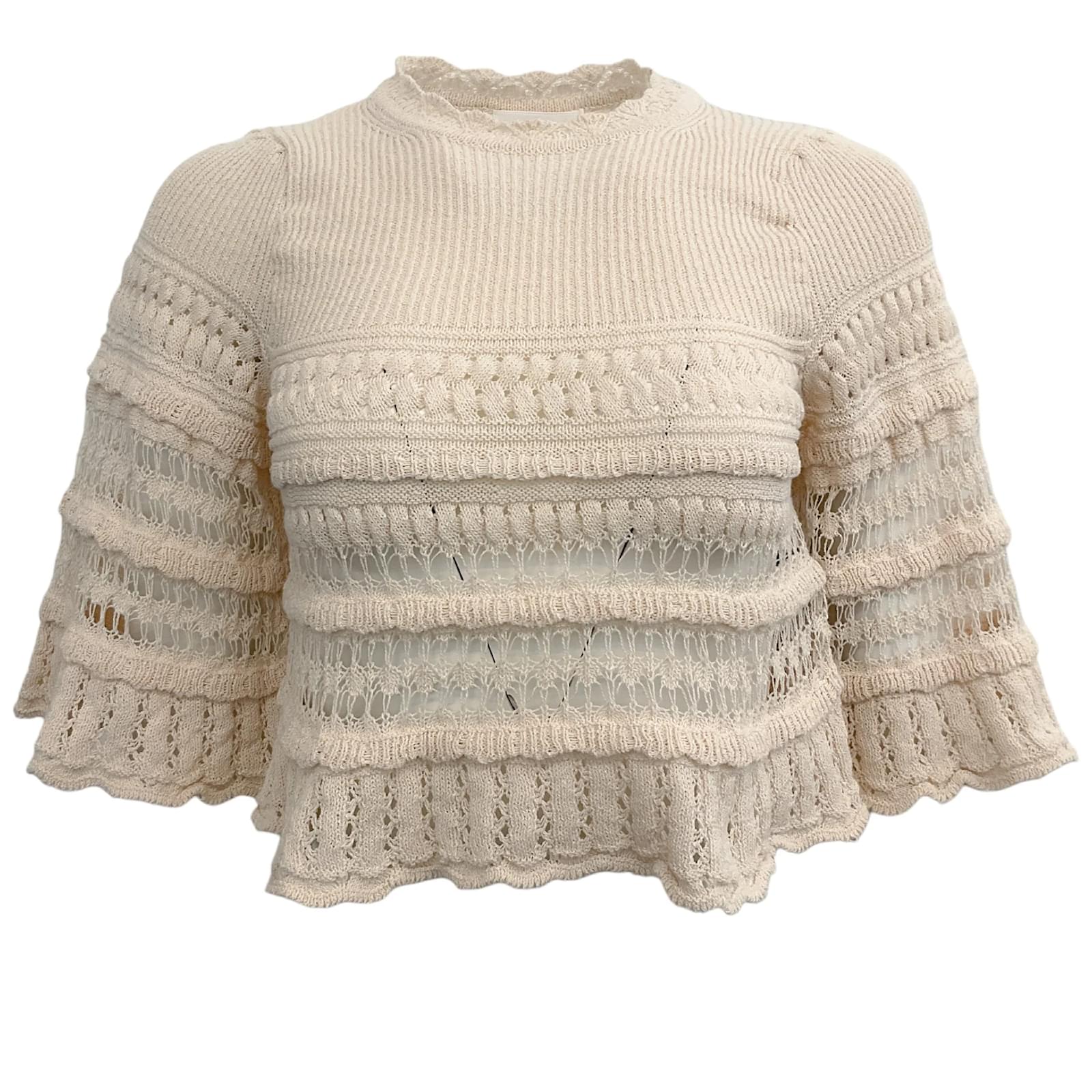 Isabel Marant Etoile Isabel Marant Étoile Ecru Crochet Frizy Sweater ...