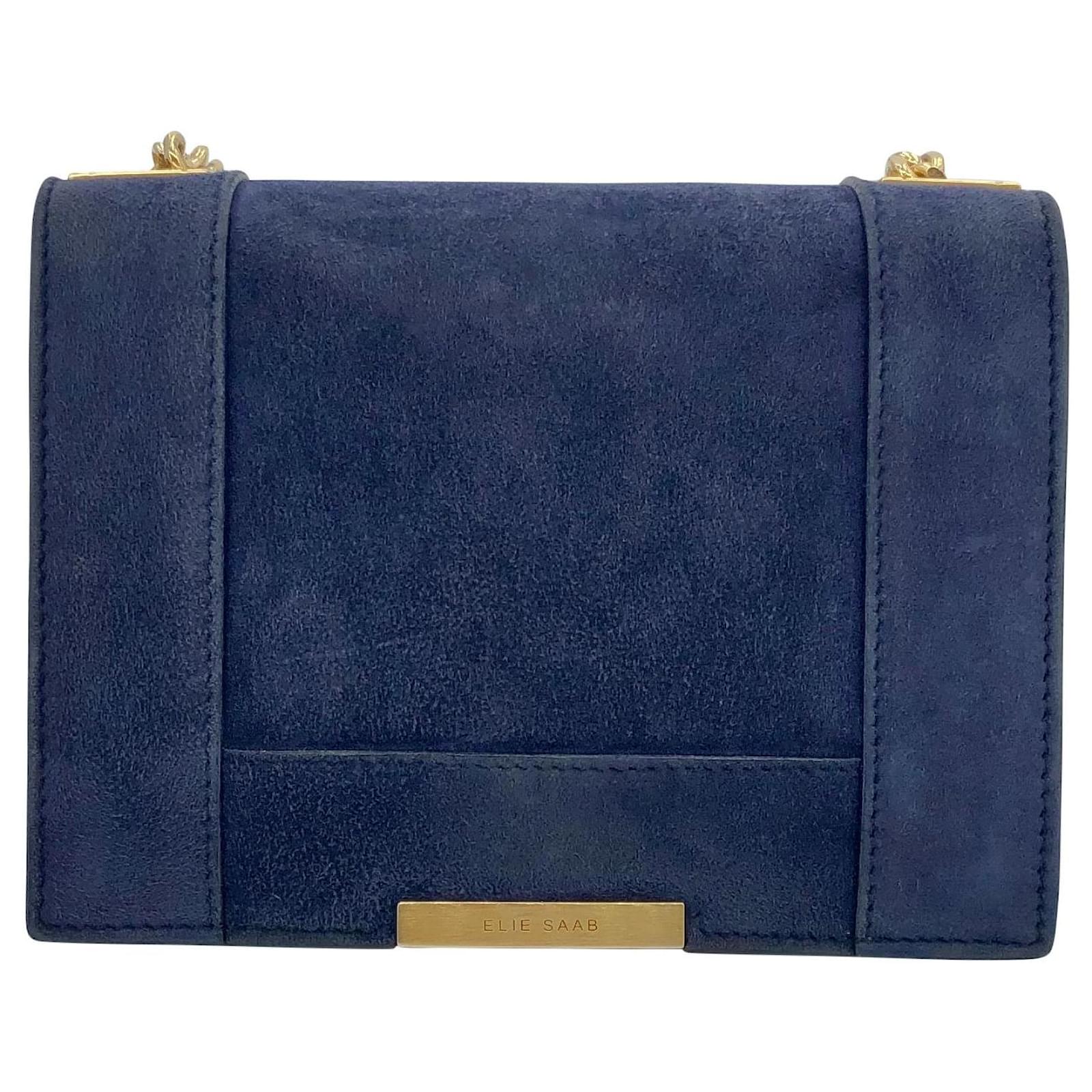 Elie Saab mini cross-body bag in blue suede ref.1121273 - Joli Closet
