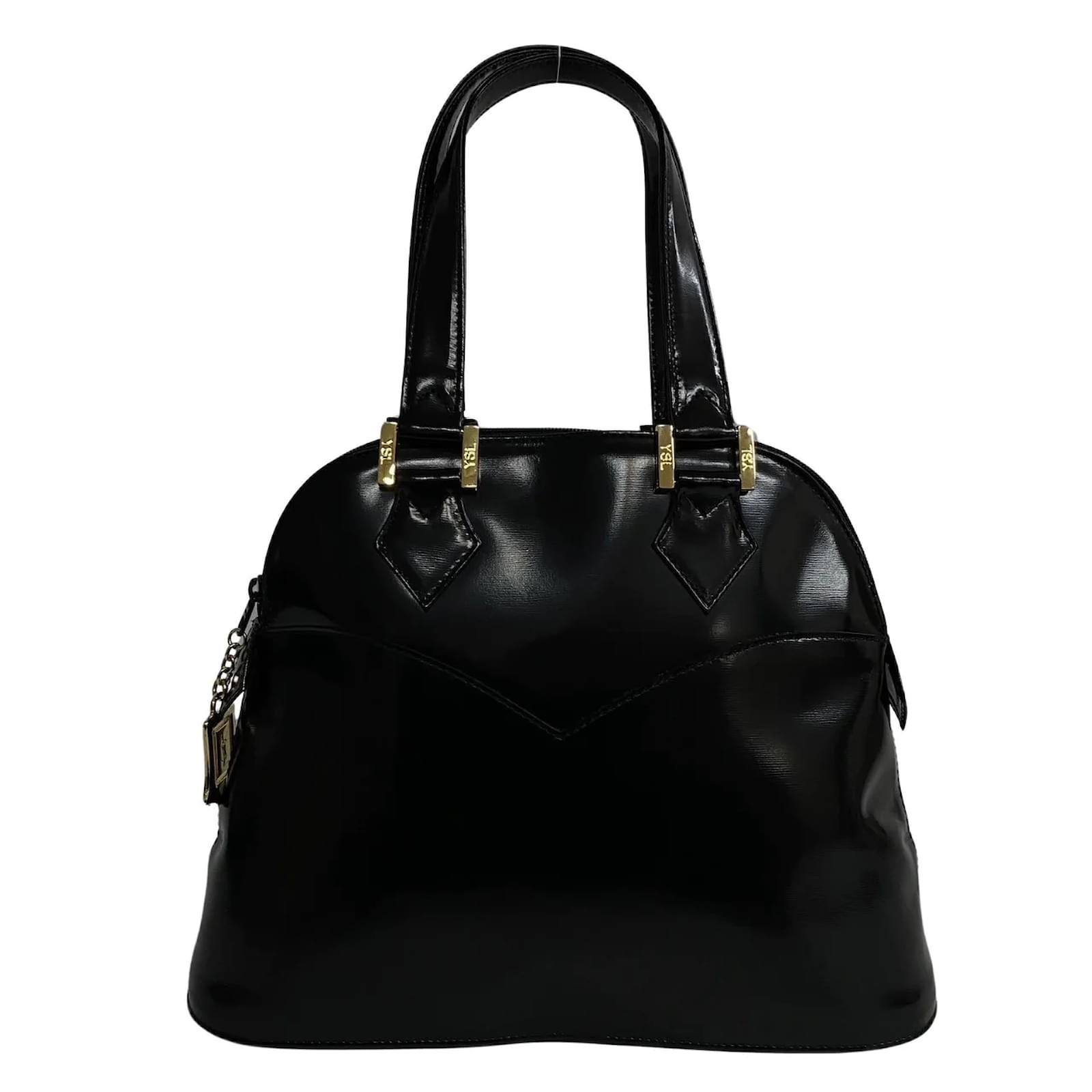 Yves Saint Laurent Cassandra Charm Handbag Black Leather Patent leather ...