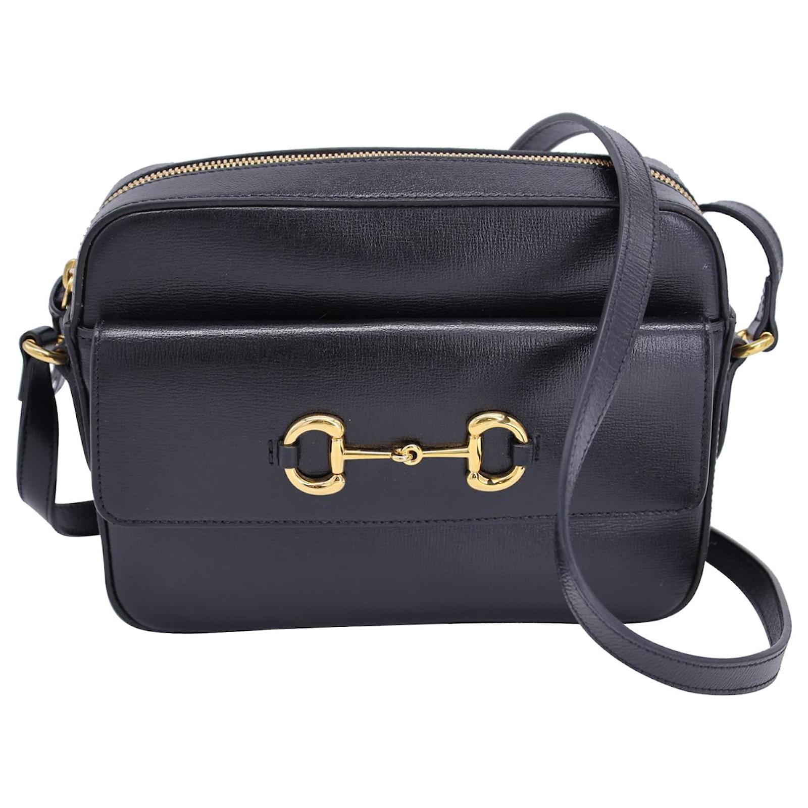 Gucci Small Horsebit 1955 Flap Pocket Camera Bag in Black Leather ref ...