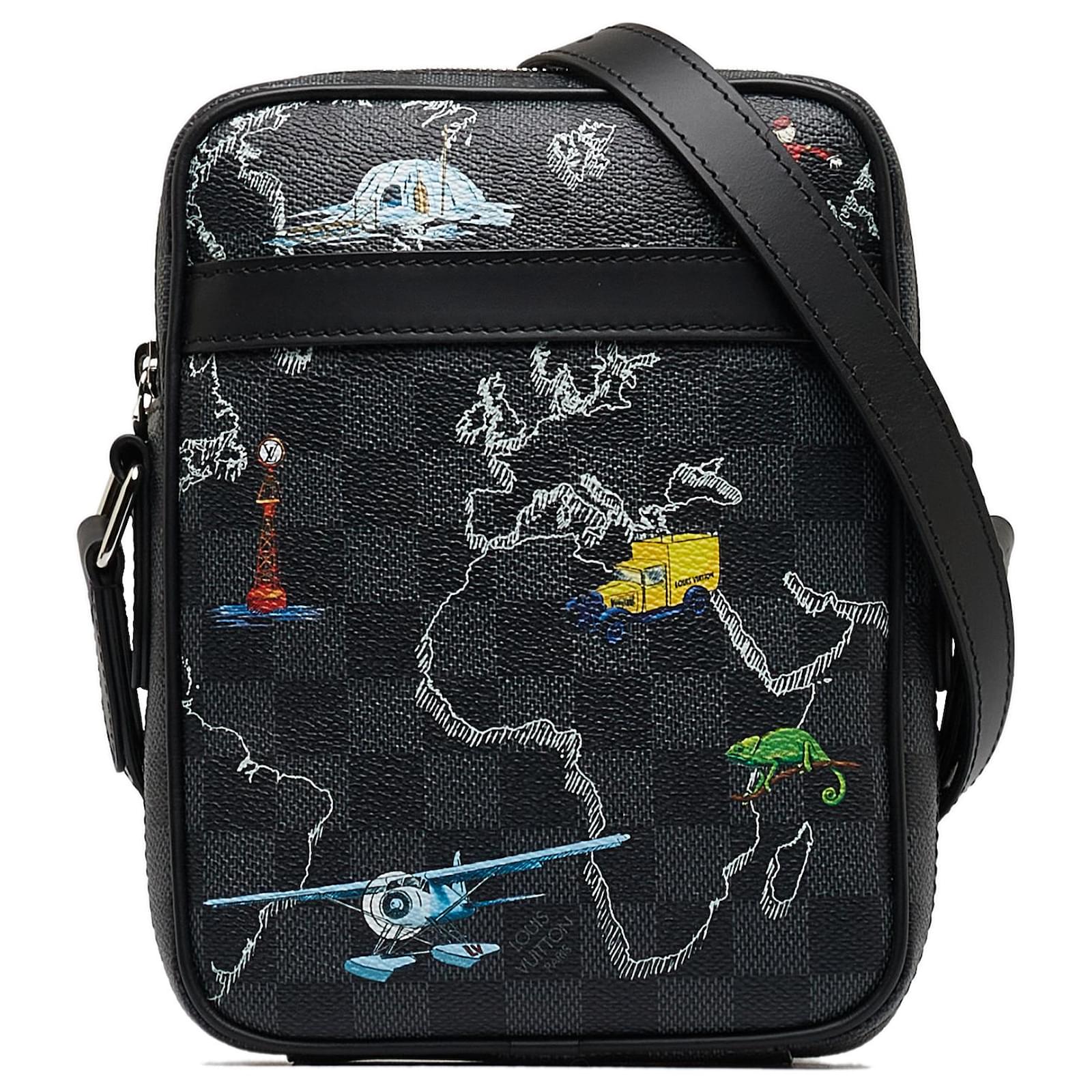 Louis Vuitton Black Damier Graphite Renaissance Map Danube Slim PM ...