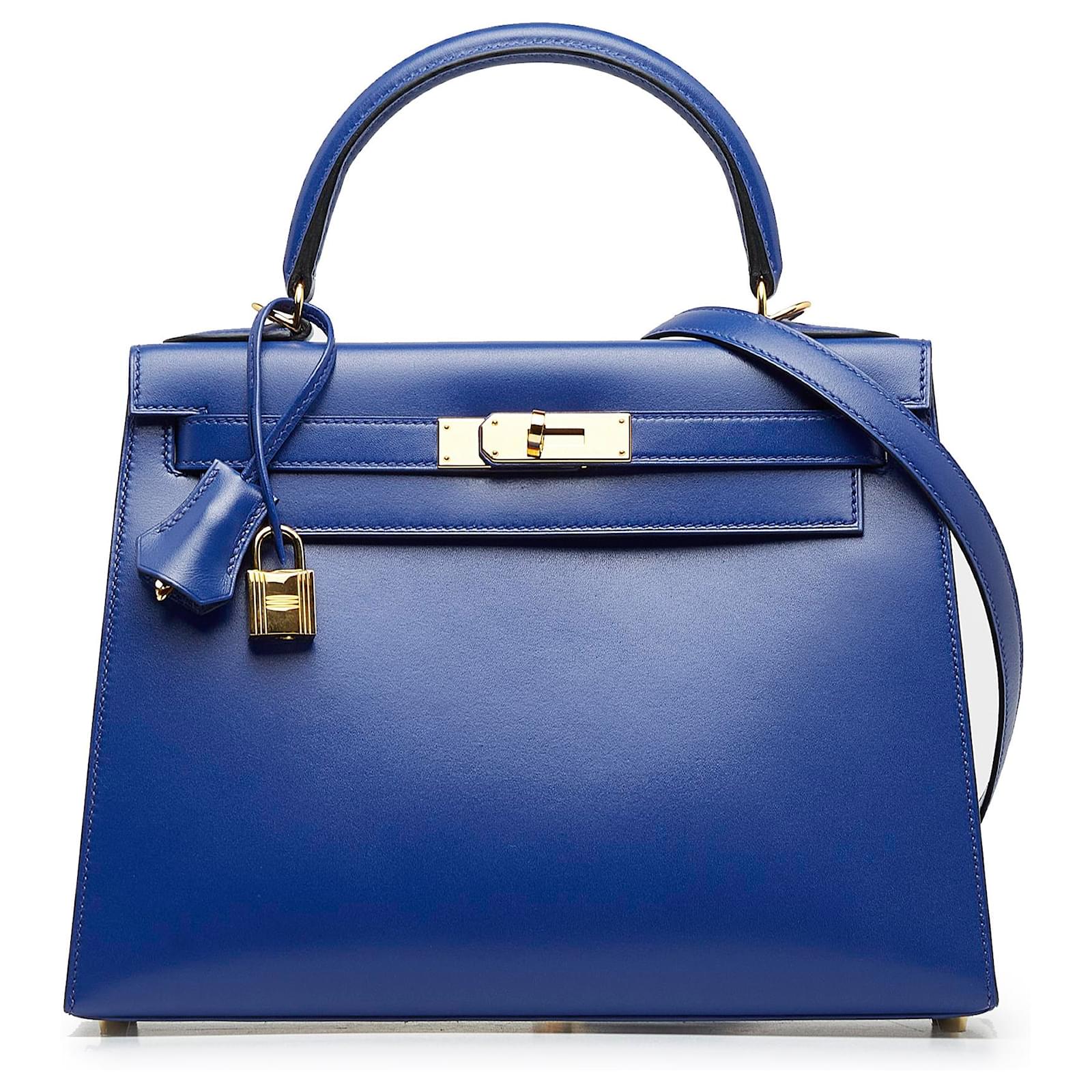 Hermès Hermes Blue 2017 Kelly 28 Leather Pony-style calfskin ref ...