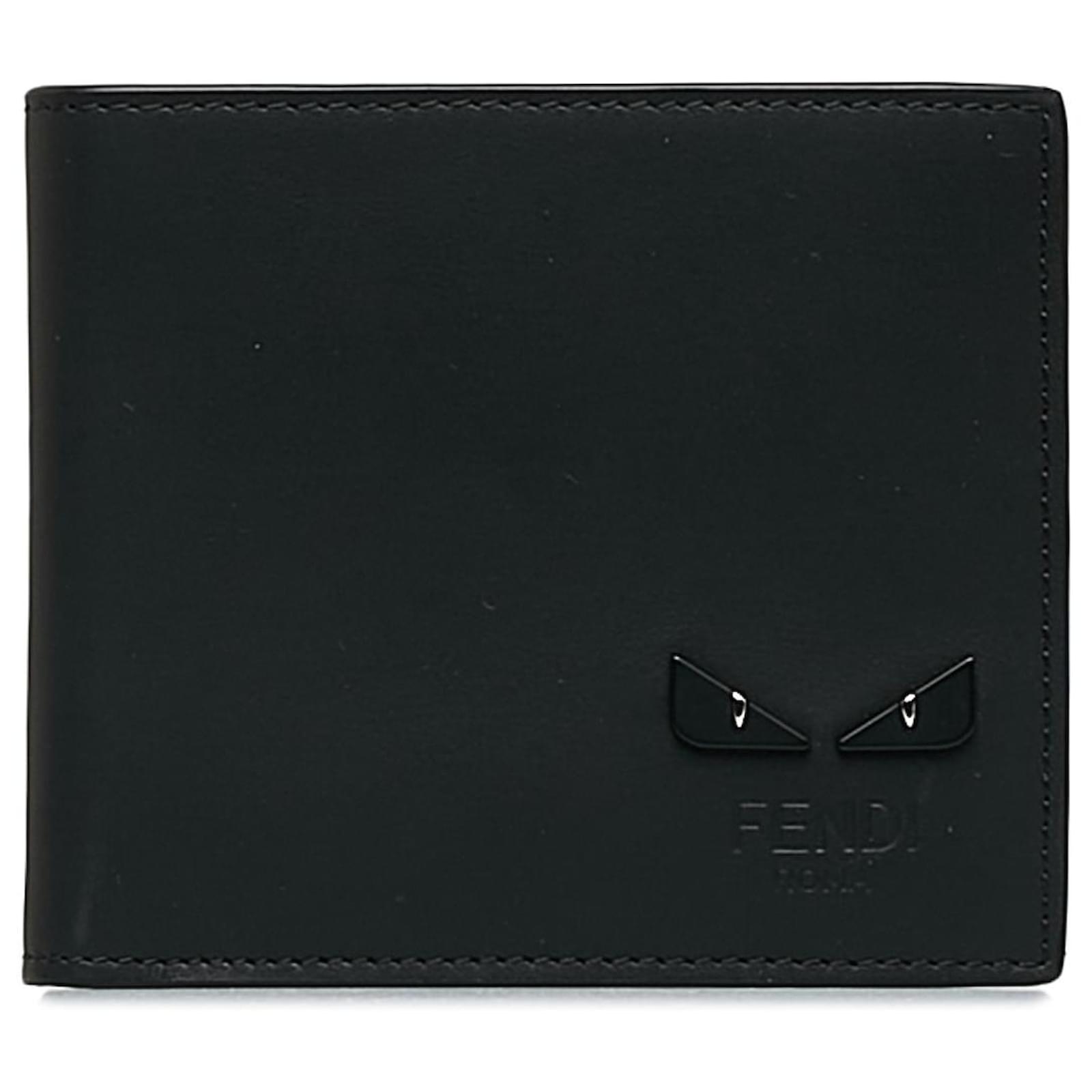 Fendi Black Monster Leather Bifold Wallet Pony-style calfskin ref ...
