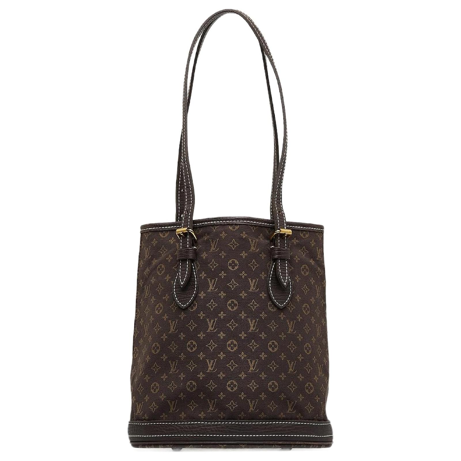 Louis Vuitton Brown Monogram Mini Lin Bucket PM Dark brown Cloth Cloth ...