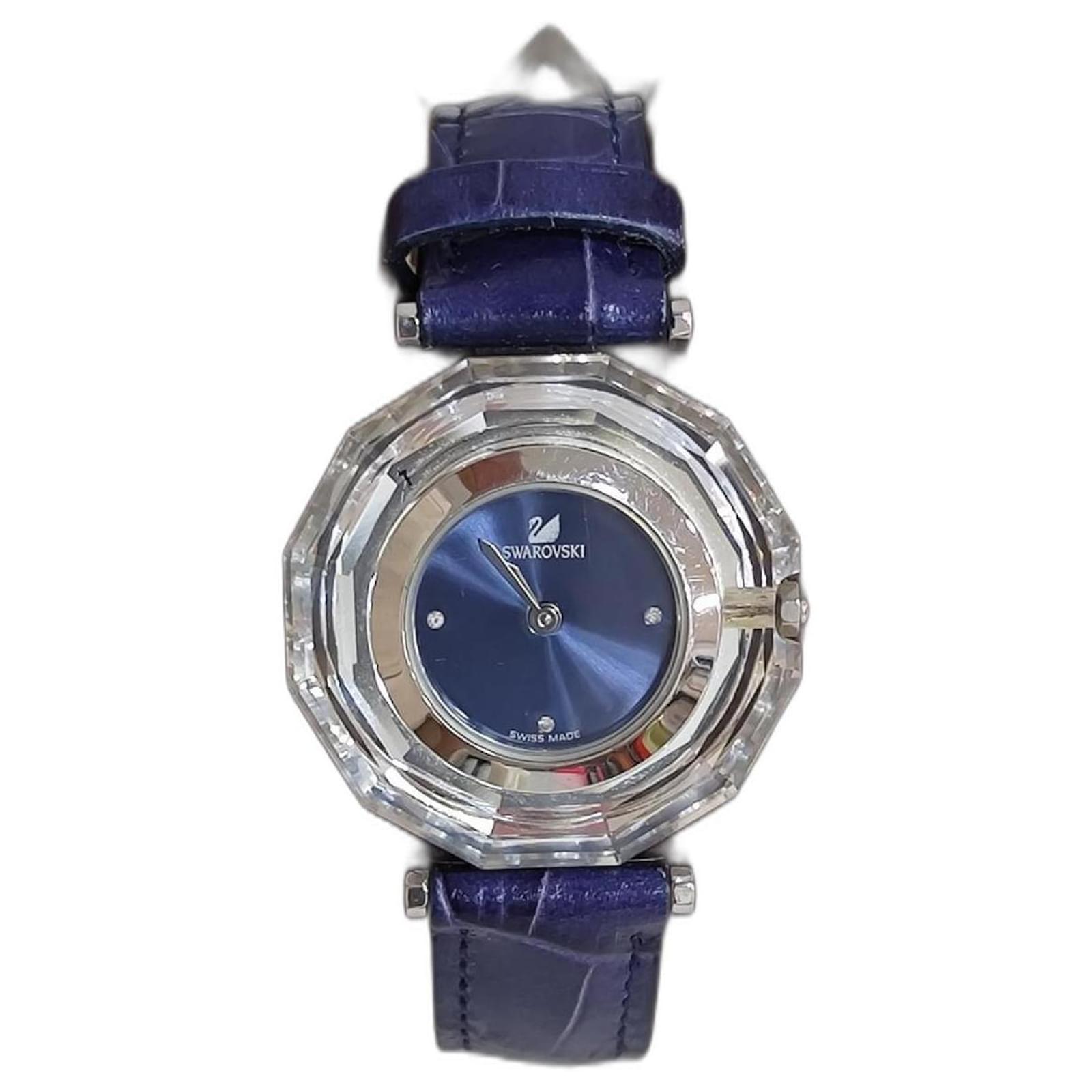 Swarovski Fine watches Navy blue Leather Steel ref.1132646 - Joli Closet