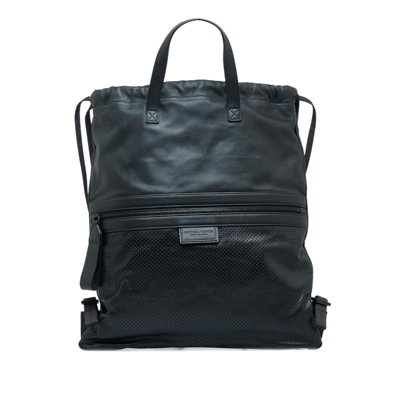 Black Bottega Veneta Perforated Leather Drawstring Backpack ref.1134258 ...