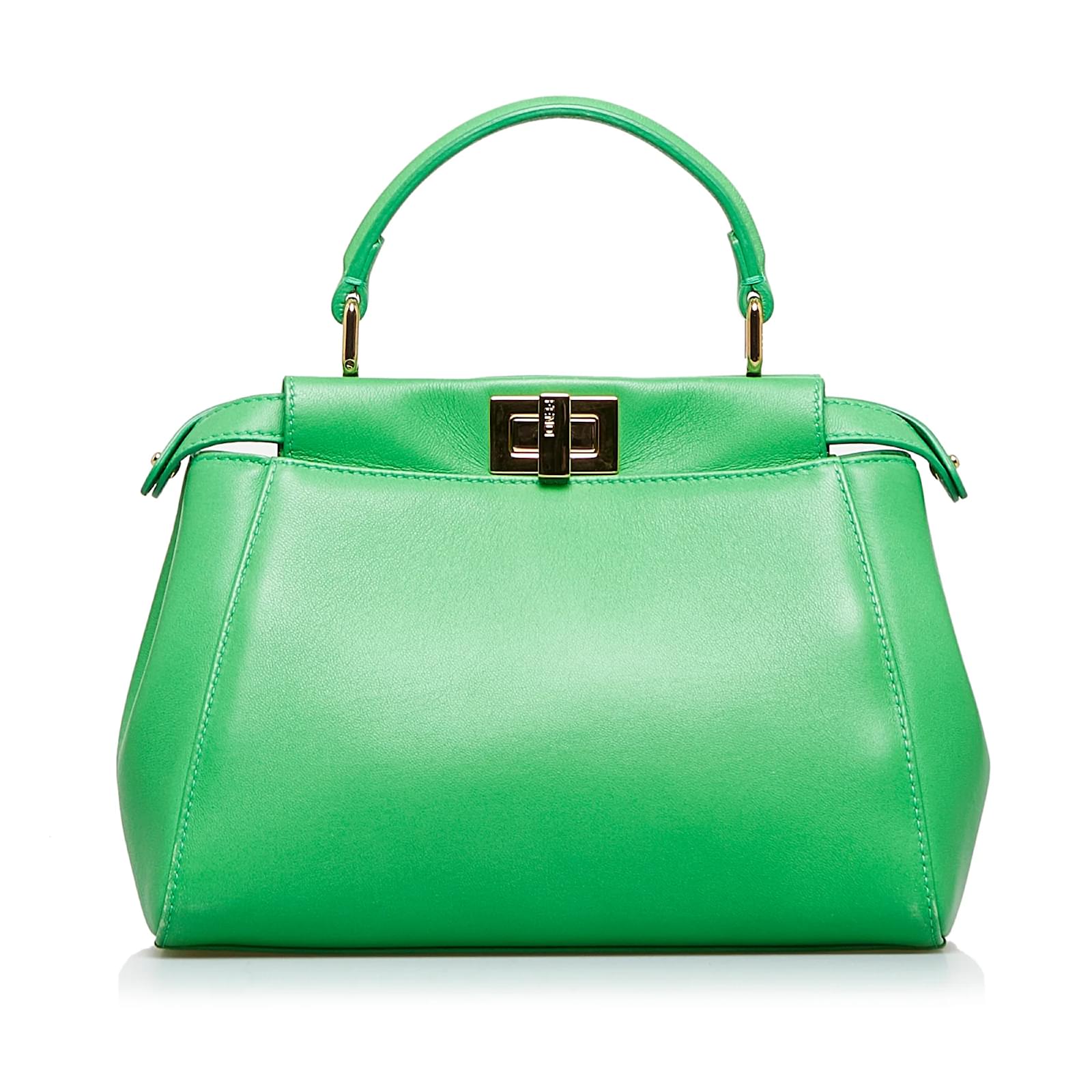 Green Fendi Mini Peekaboo Satchel Leather ref.1135509 - Joli Closet