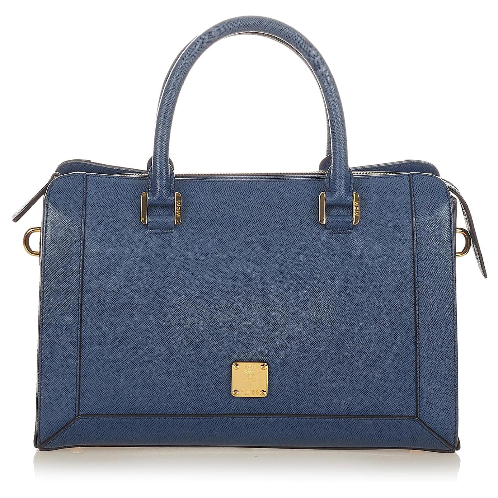 Blue MCM Nuovo Leather Satchel Bag ref.1135659 - Joli Closet