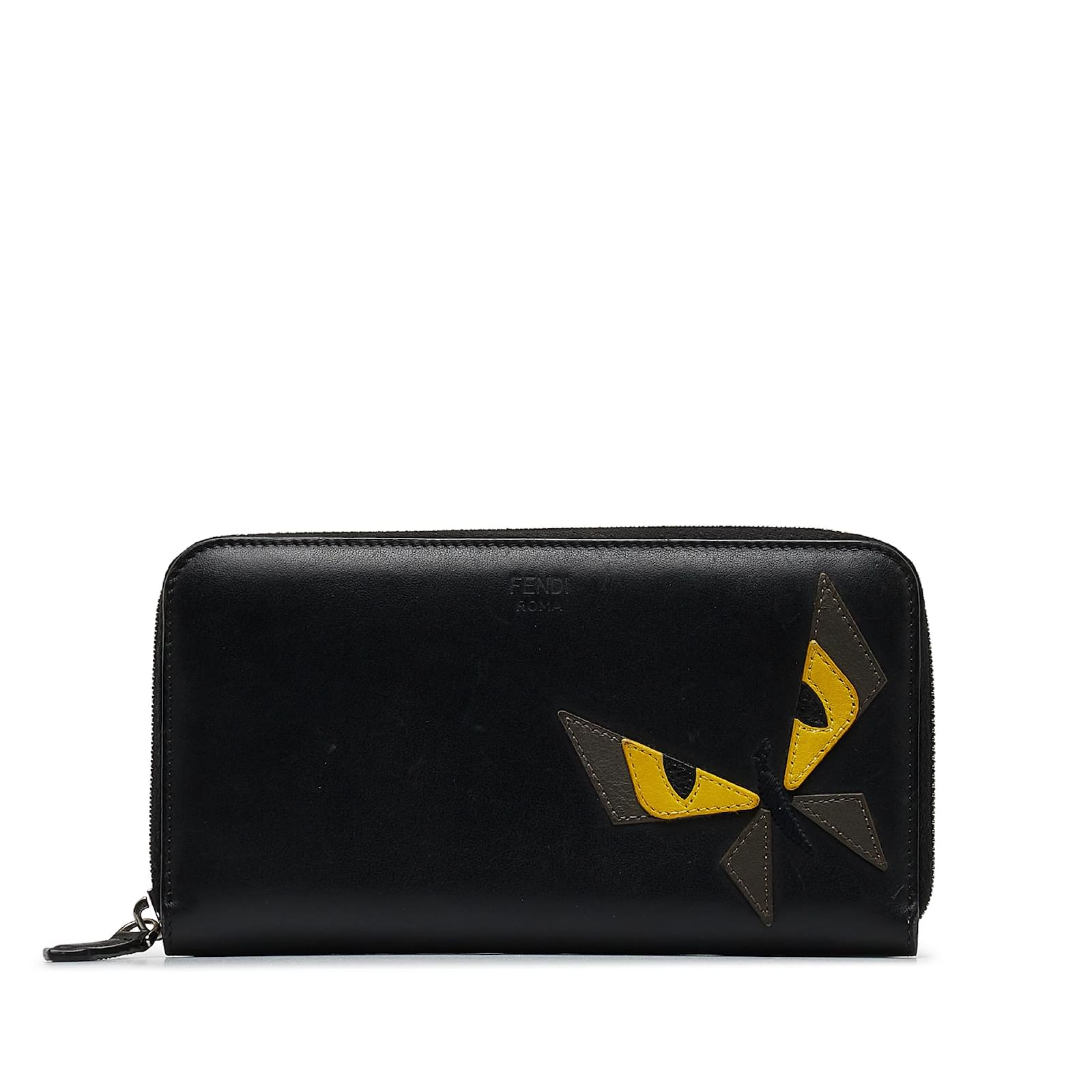 Black Fendi Monster Leather Zip Wallet ref.1135713 - Joli Closet