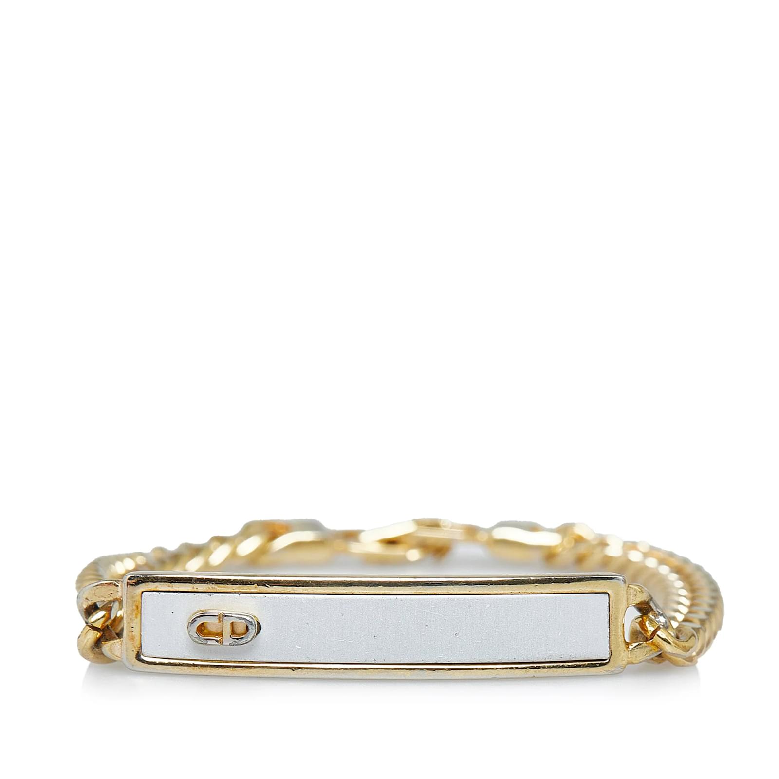 Gold Dior Logo Plate Bracelet Golden Metal ref.1136473 - Joli Closet