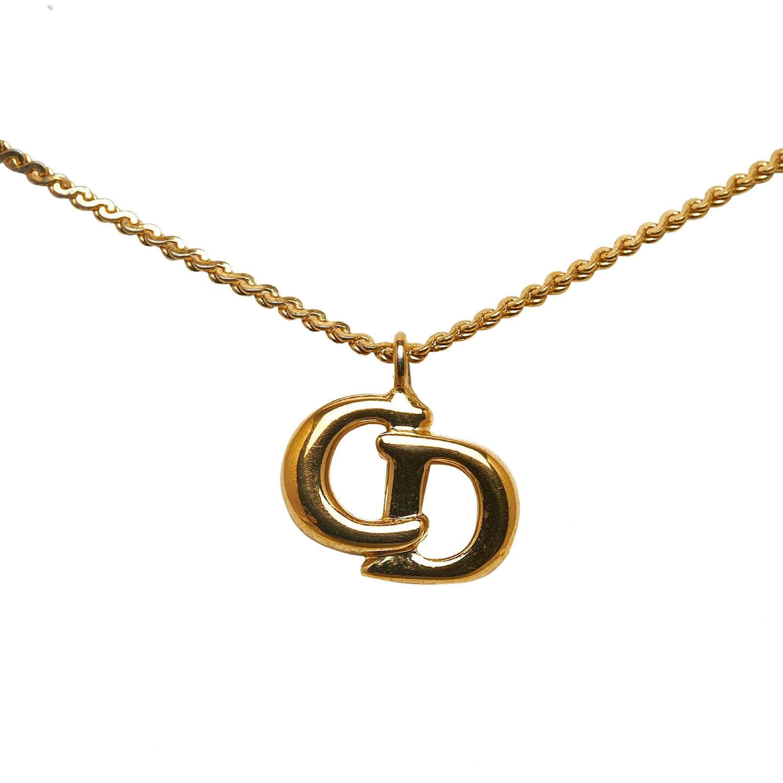 Collier pendentif logo Dior doré Métal ref.1136876 - Joli Closet