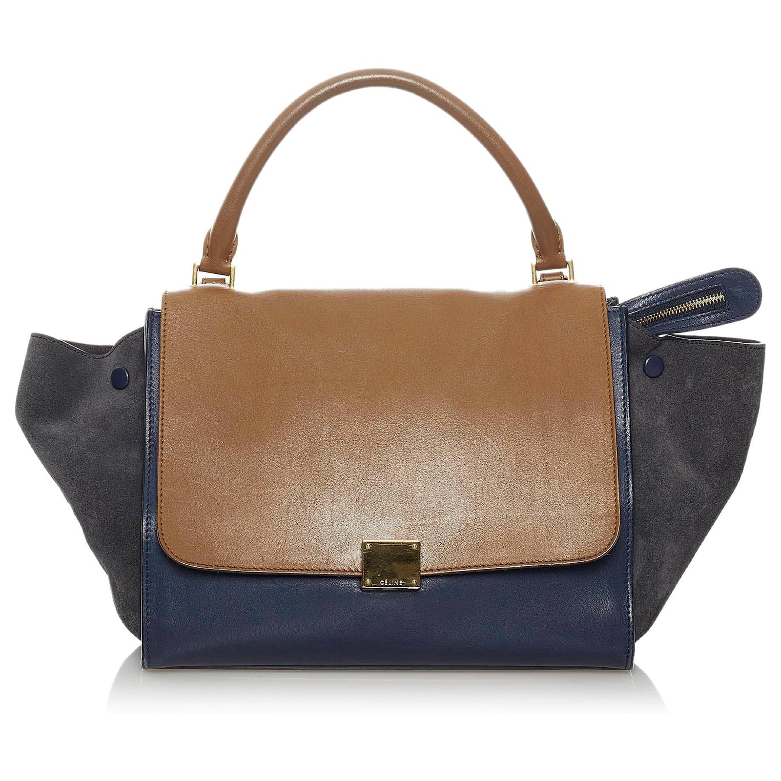 Céline Blue Celine Medium Trapeze Tricolor Leather Satchel ref.1136956 ...