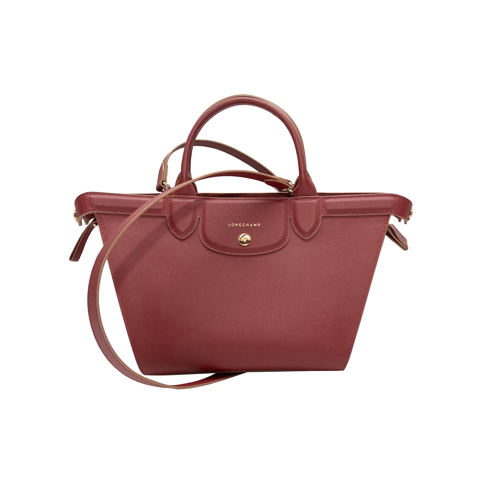 Red Longchamp Le Pliage Leather Tote ref.1136969 - Joli Closet