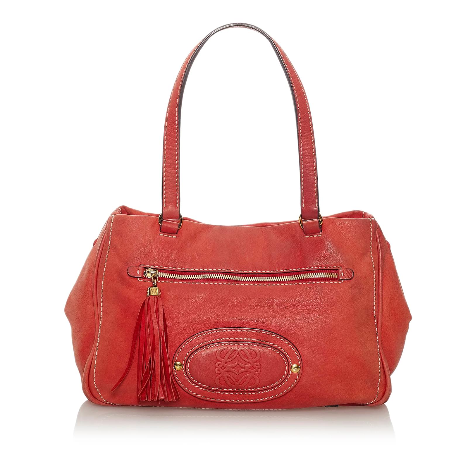 Red Loewe Anagram Leather Shoulder Bag ref.1137004 - Joli Closet