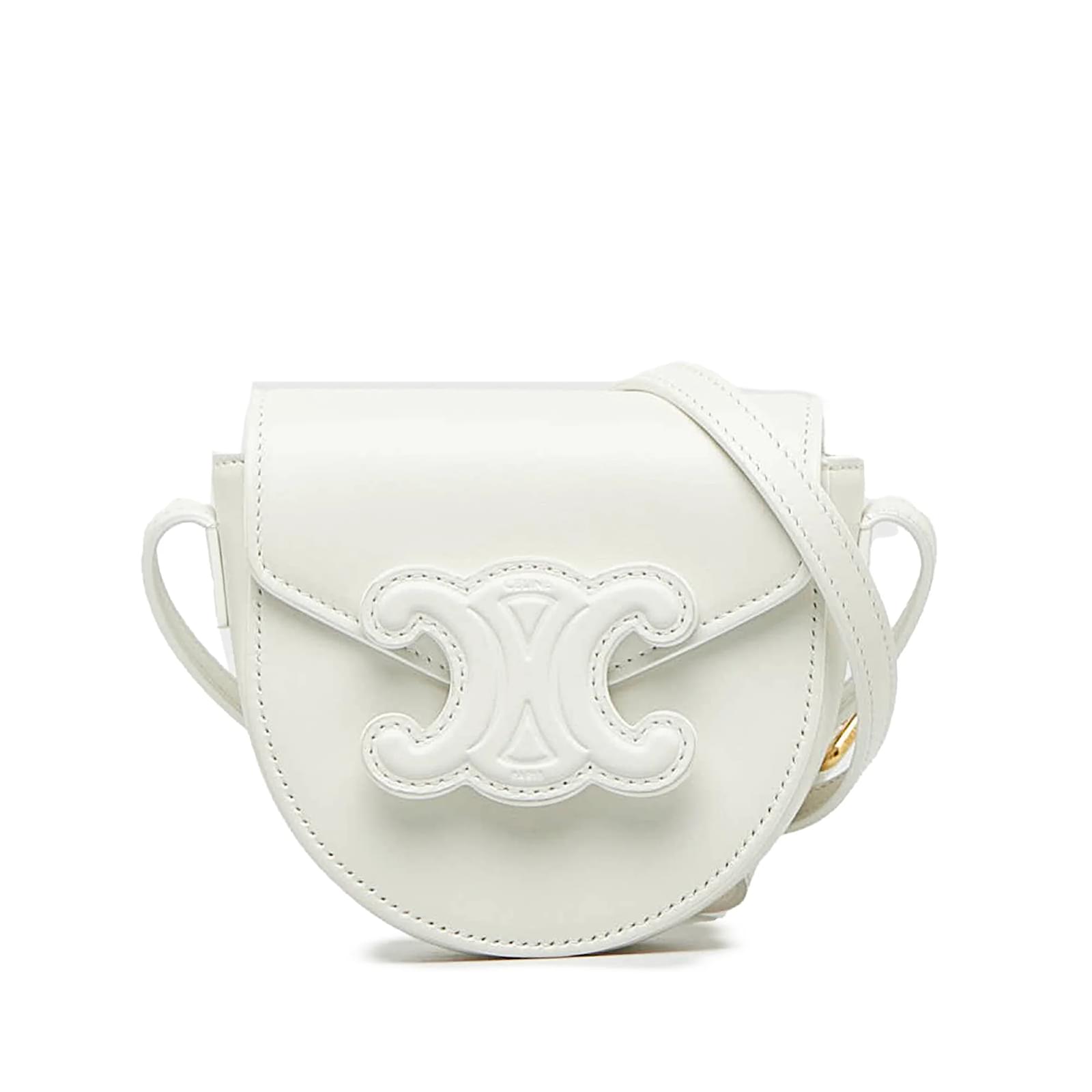 Céline White Celine Mini Besace Cuir Triomphe Bag Leather ref.1137050 ...