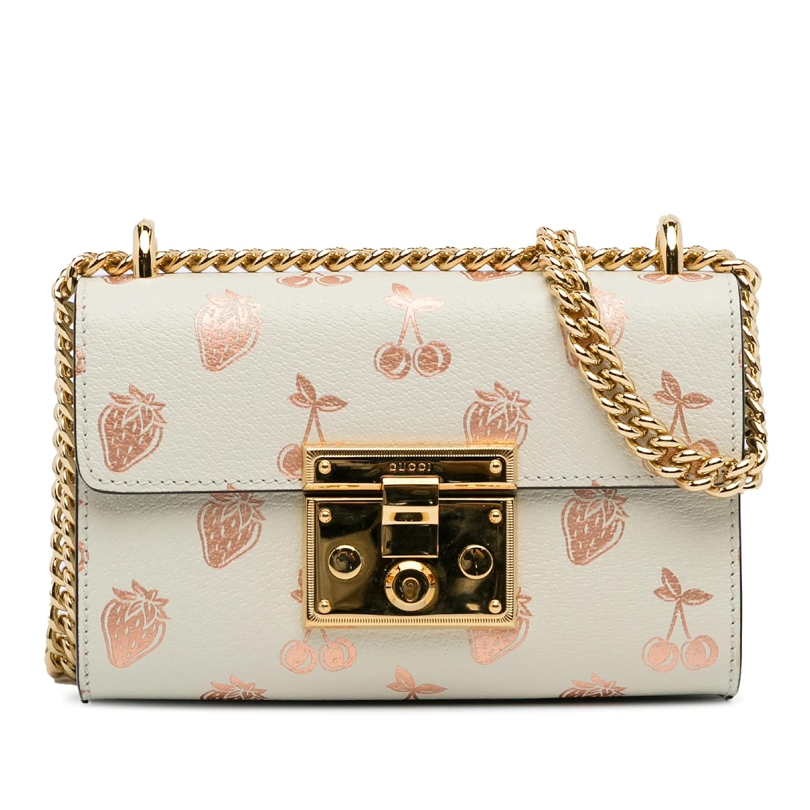 White Gucci Small Berry Padlock Shoulder Bag Leather ref.1137122 - Joli ...