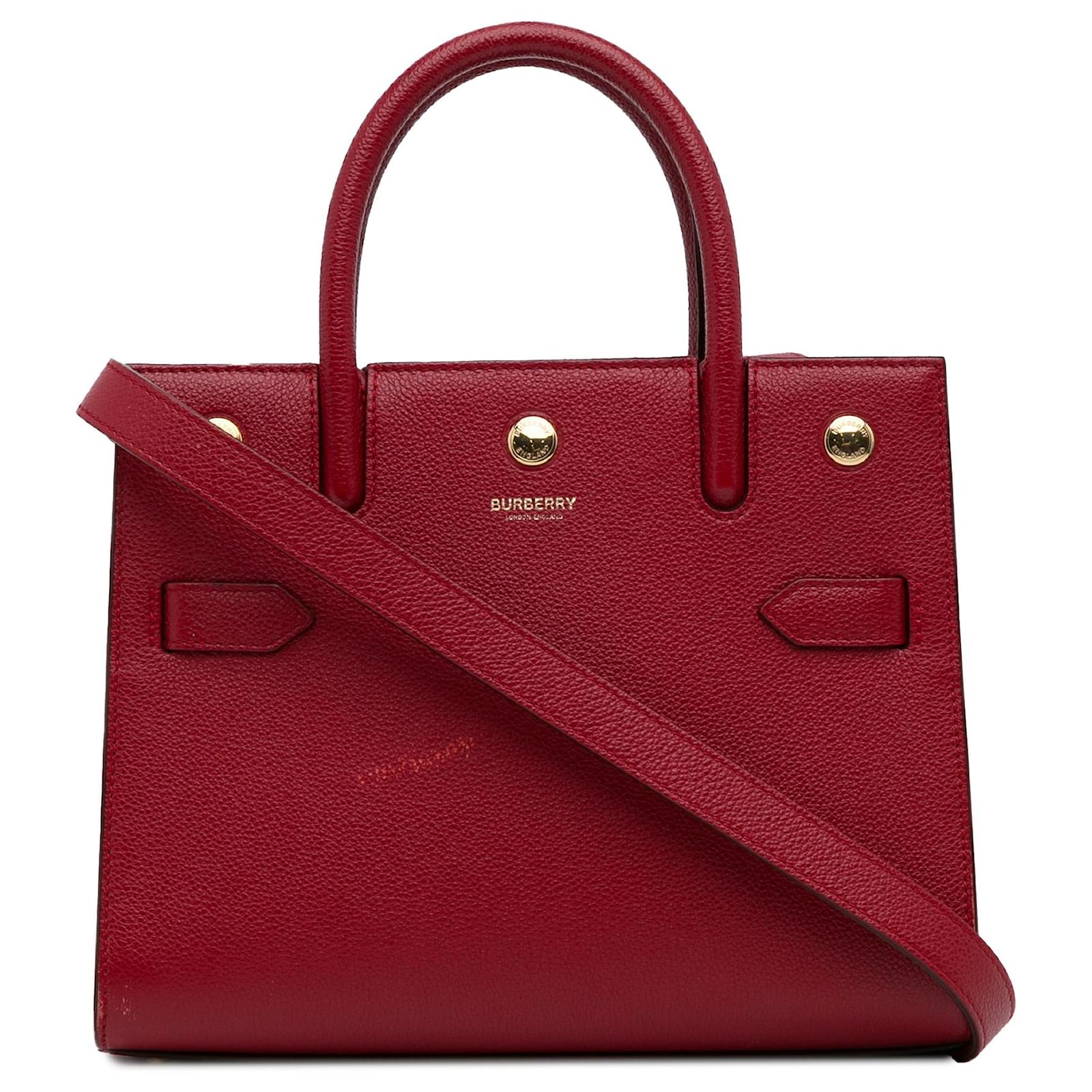 Burberry Red Small Leather Title Satchel (Sold) - Joli Closet