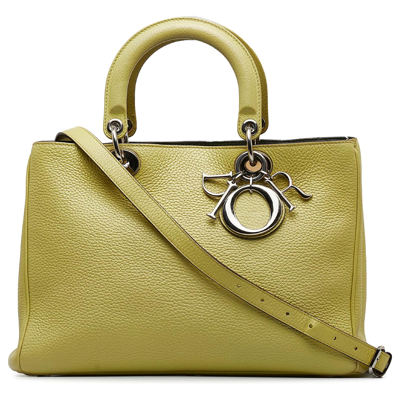 Dior Yellow Medium Diorissimo Satchel Leather Pony-style calfskin ref ...