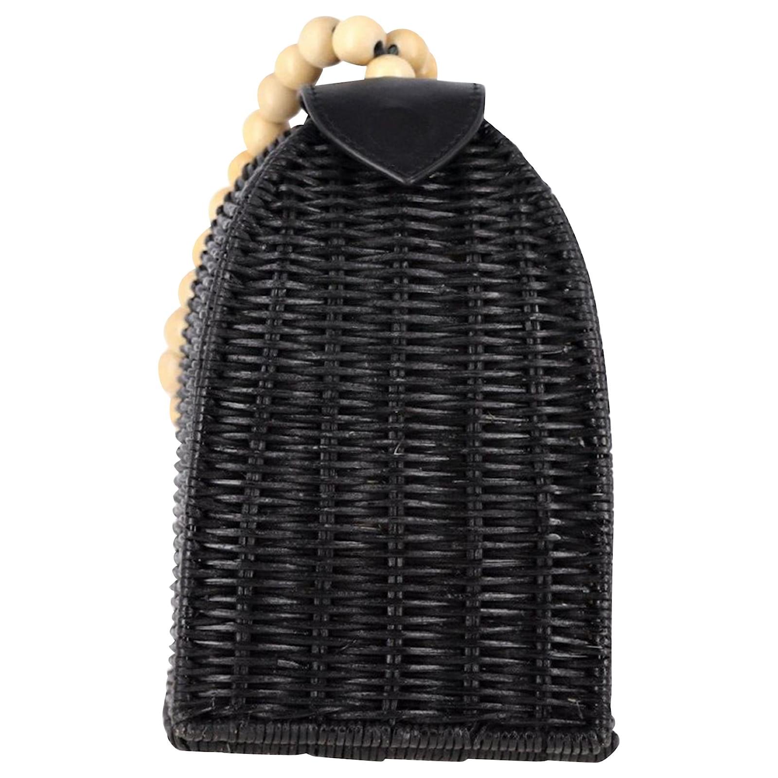 Ulla Johnson Raya Trapeze Bag in Black Rattan Wood ref.1138313 - Joli Closet