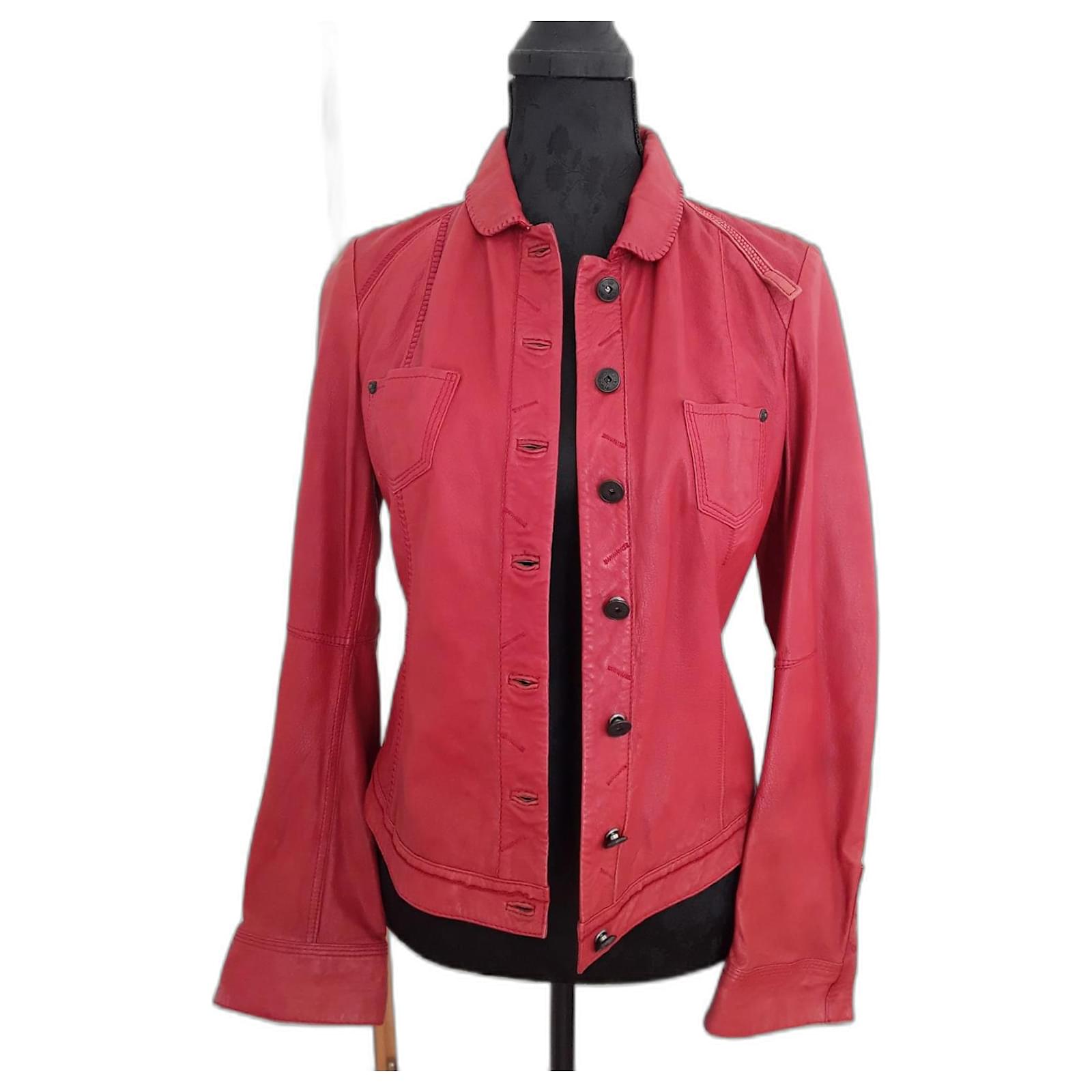 Marithé et François Girbaud M and F Girbaud jacket in red lambskin ...