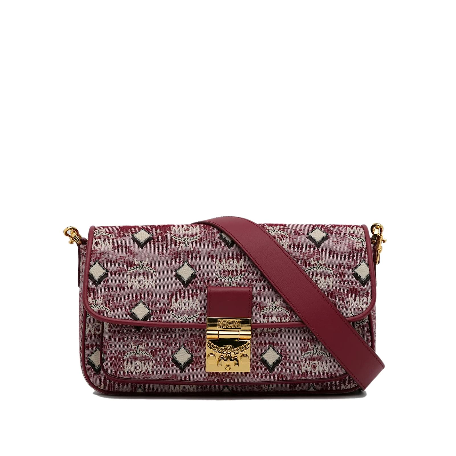 Red MCM Visetos Crossbody Bag Leather ref.1149210 - Joli Closet