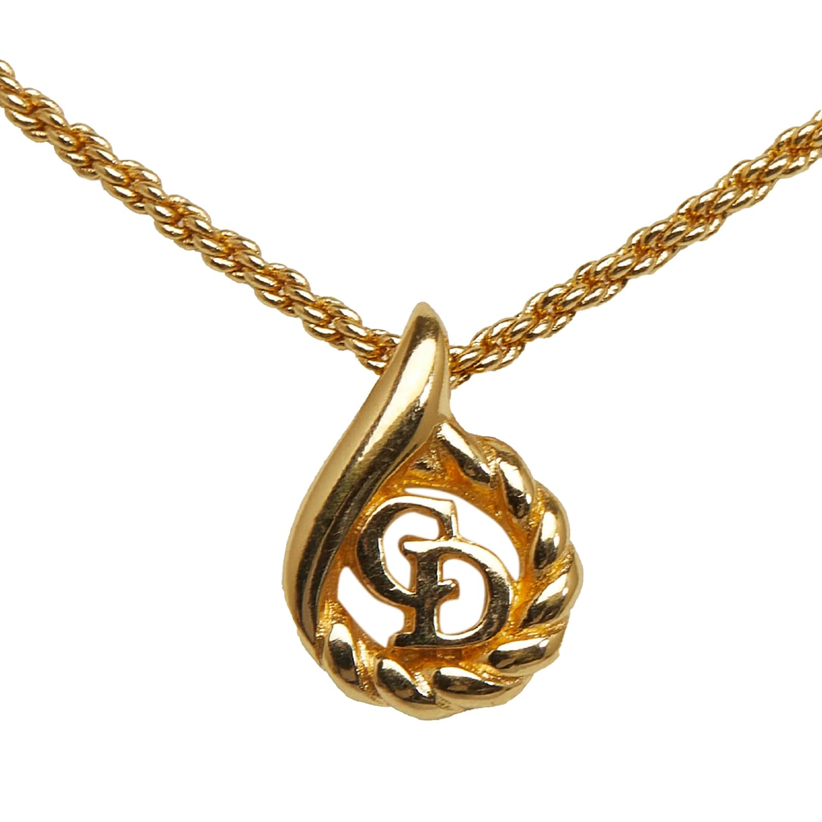 Collier pendentif logo CD Dior doré Or jaune ref.1150619 - Joli Closet