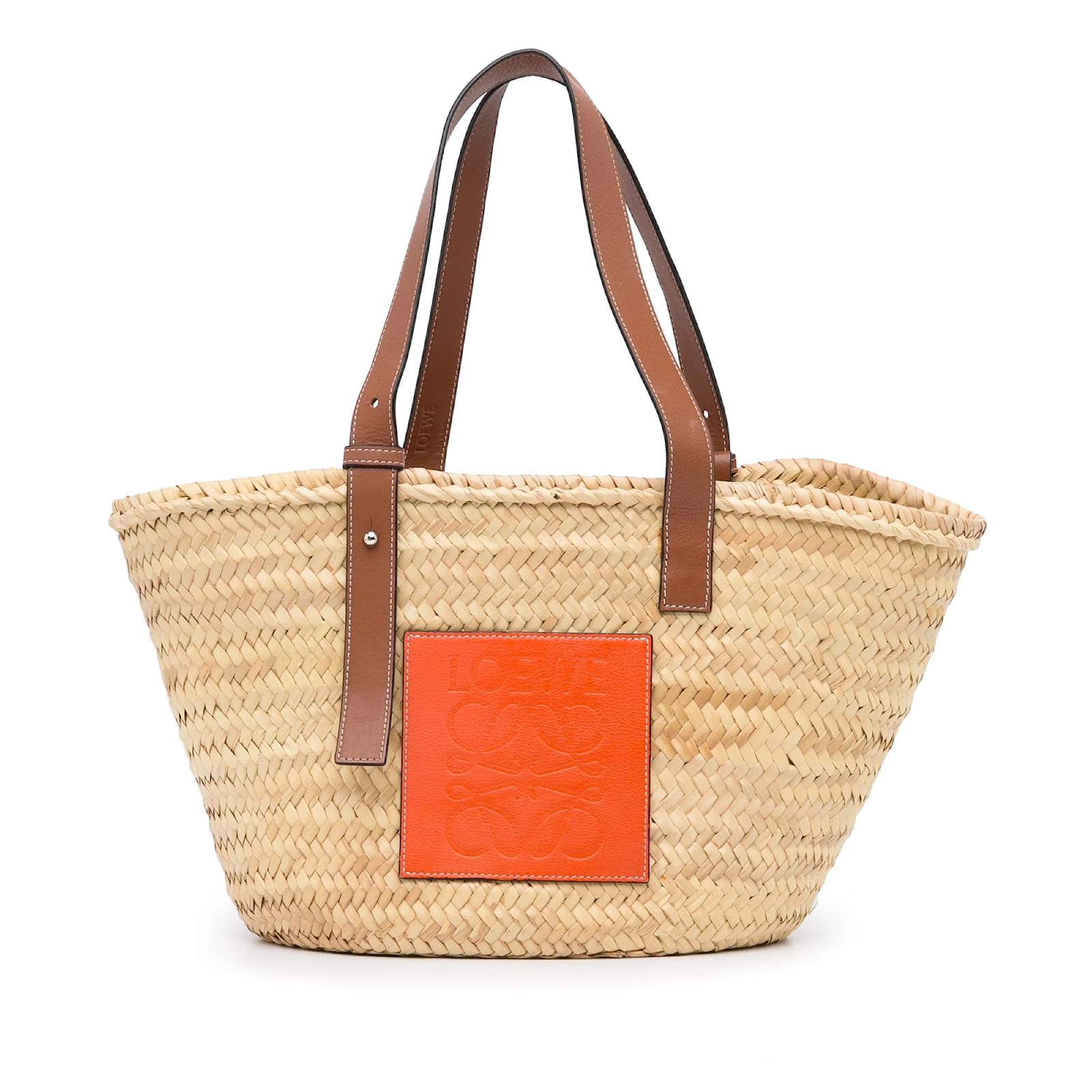 Tan Loewe Raffia Basket Tote Bag Camel Wicker ref.1150733 - Joli Closet