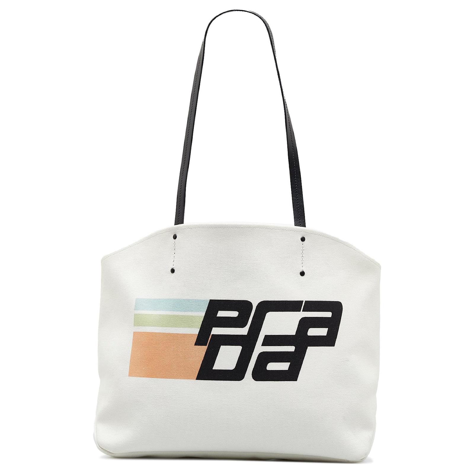 White Prada Canapa Racing Logo Shopping Tote Leather ref.1150755 - Joli ...
