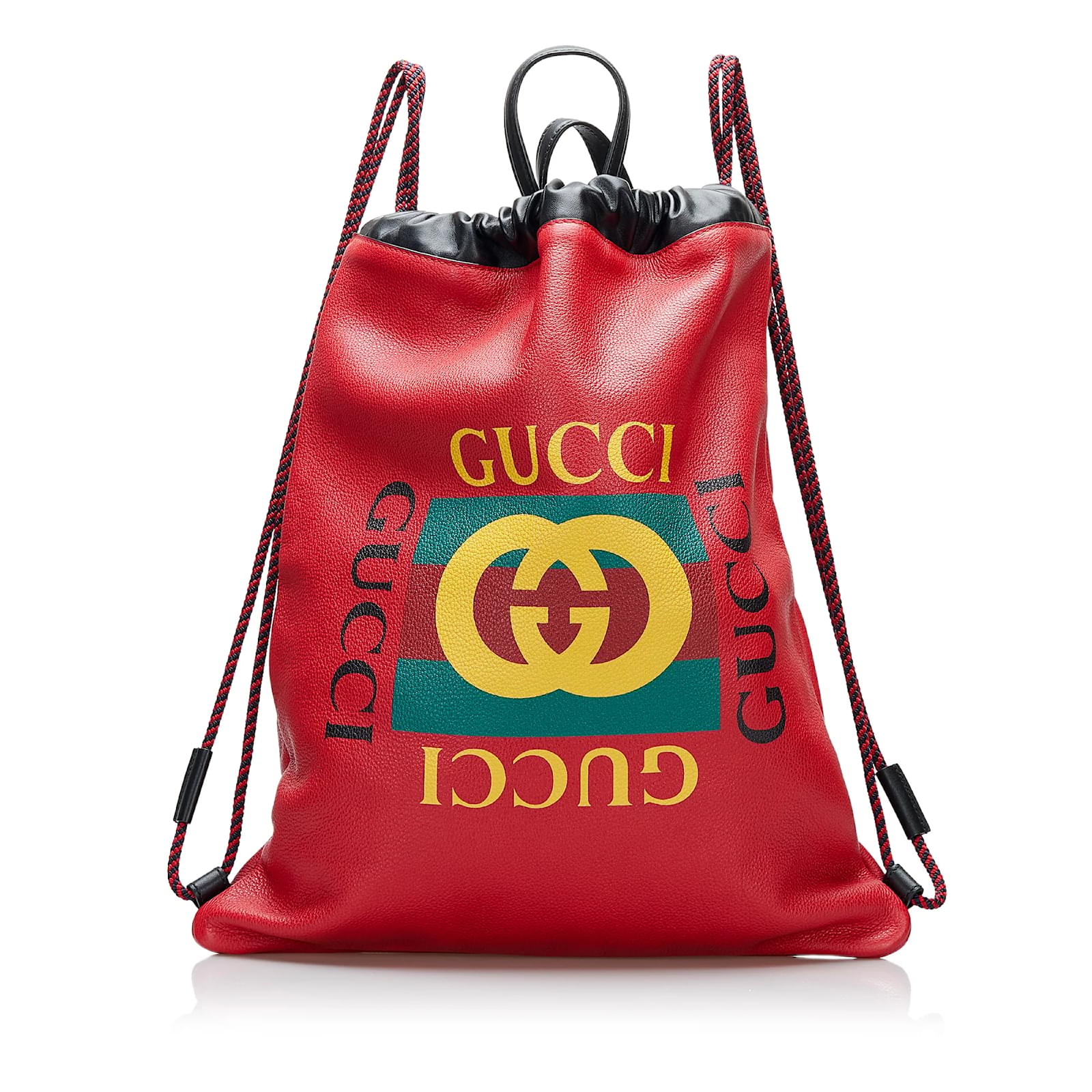 Red Gucci Gucci Logo Backpack Leather ref.1151209 - Joli Closet