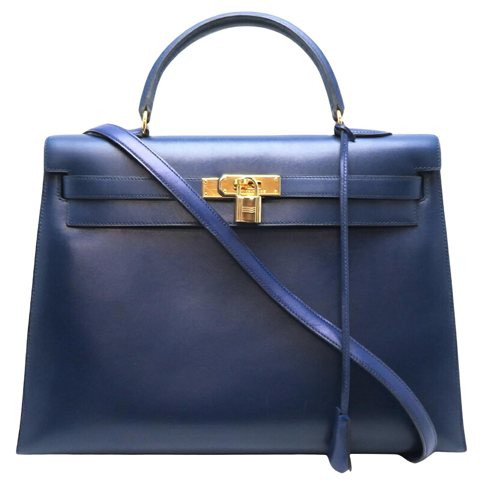 Hermès hermes kelly 35 Navy blue Leather ref.1152385 - Joli Closet