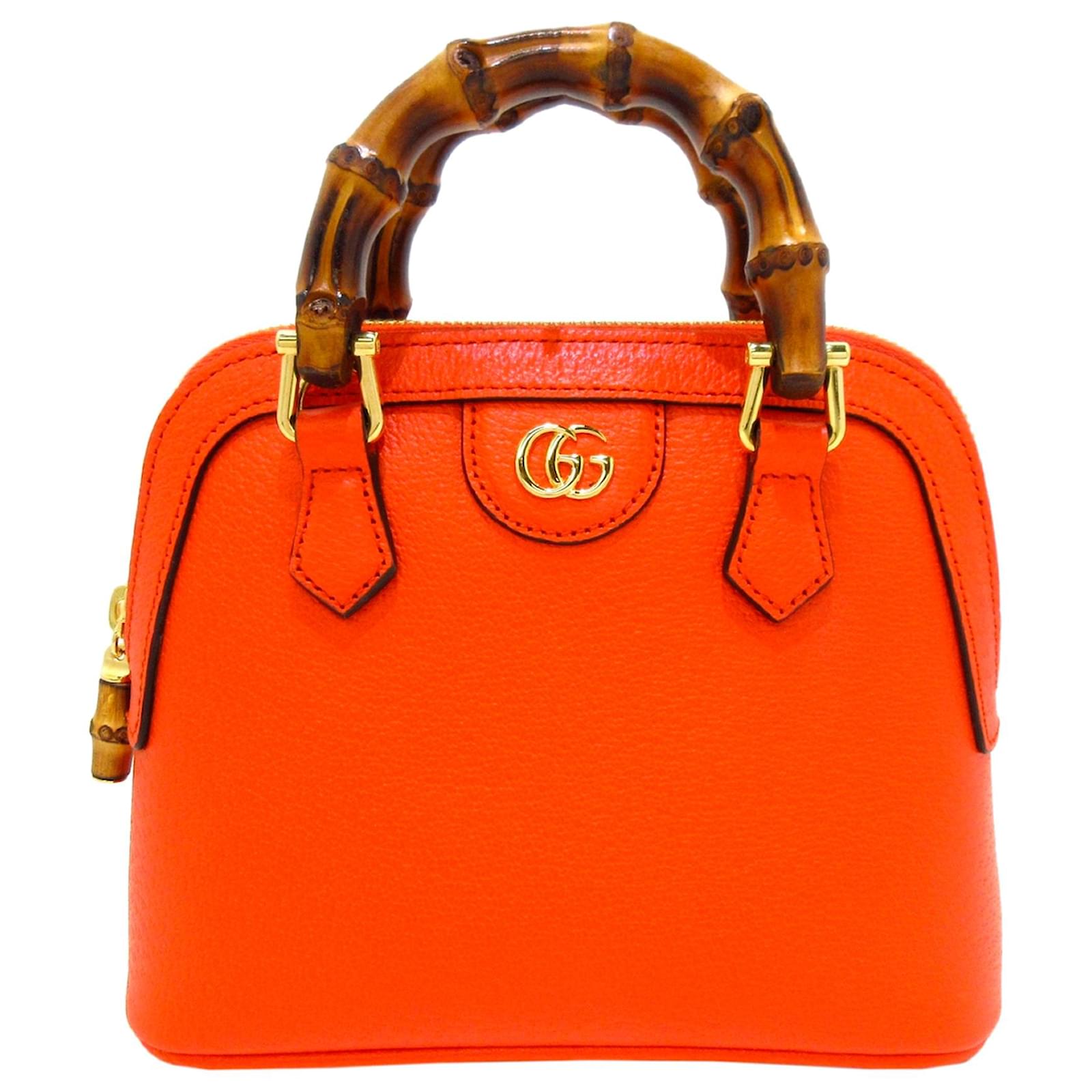 Gucci Orange Mini Bamboo Diana Satchel Leather Pony-style calfskin ref ...