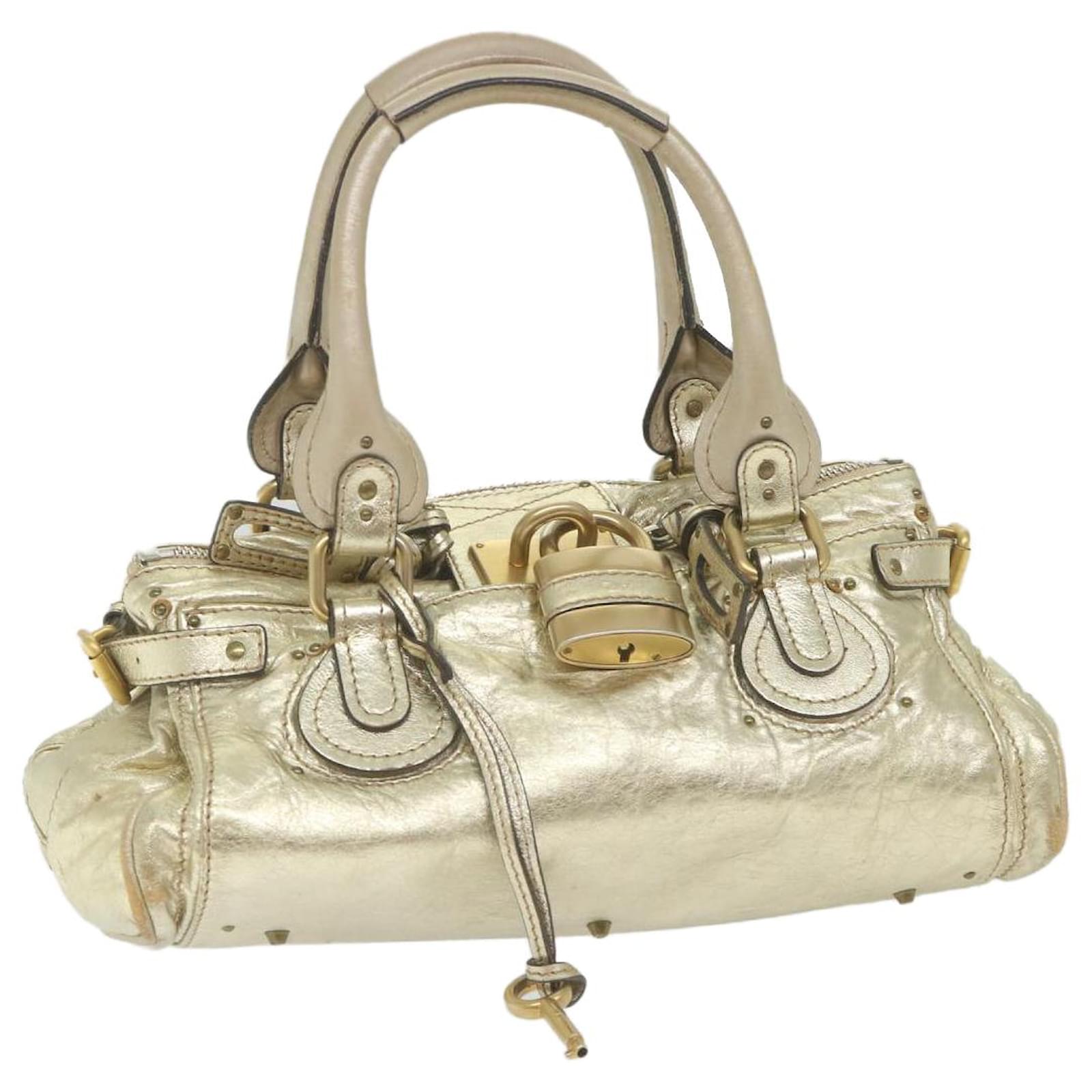 Chloé Chloe Paddington Hand Bag Leather Gold Tone 01 10 51 5811 auth ...
