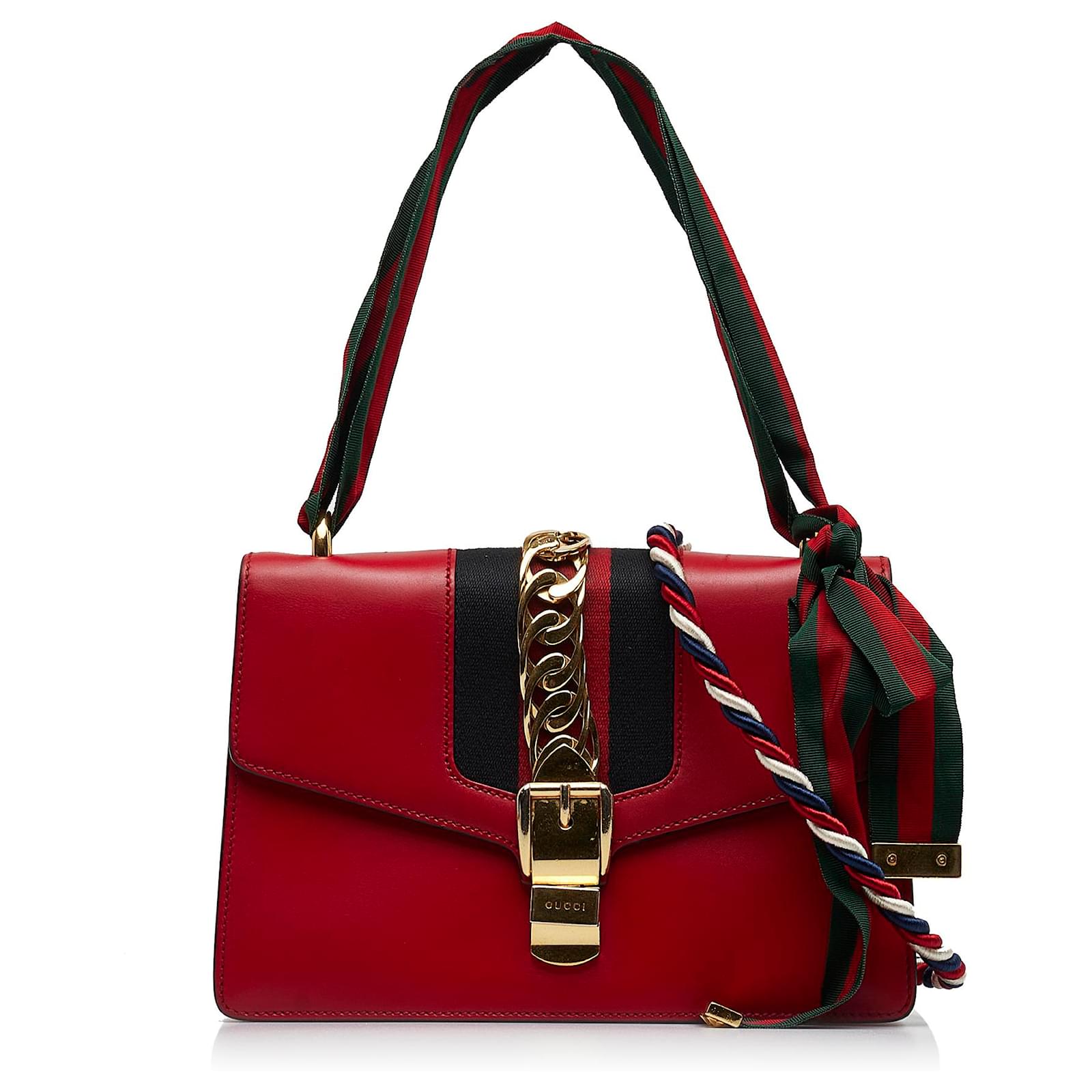 Gucci Red Small Sylvie Satchel Leather Pony-style calfskin ref.1157014 ...