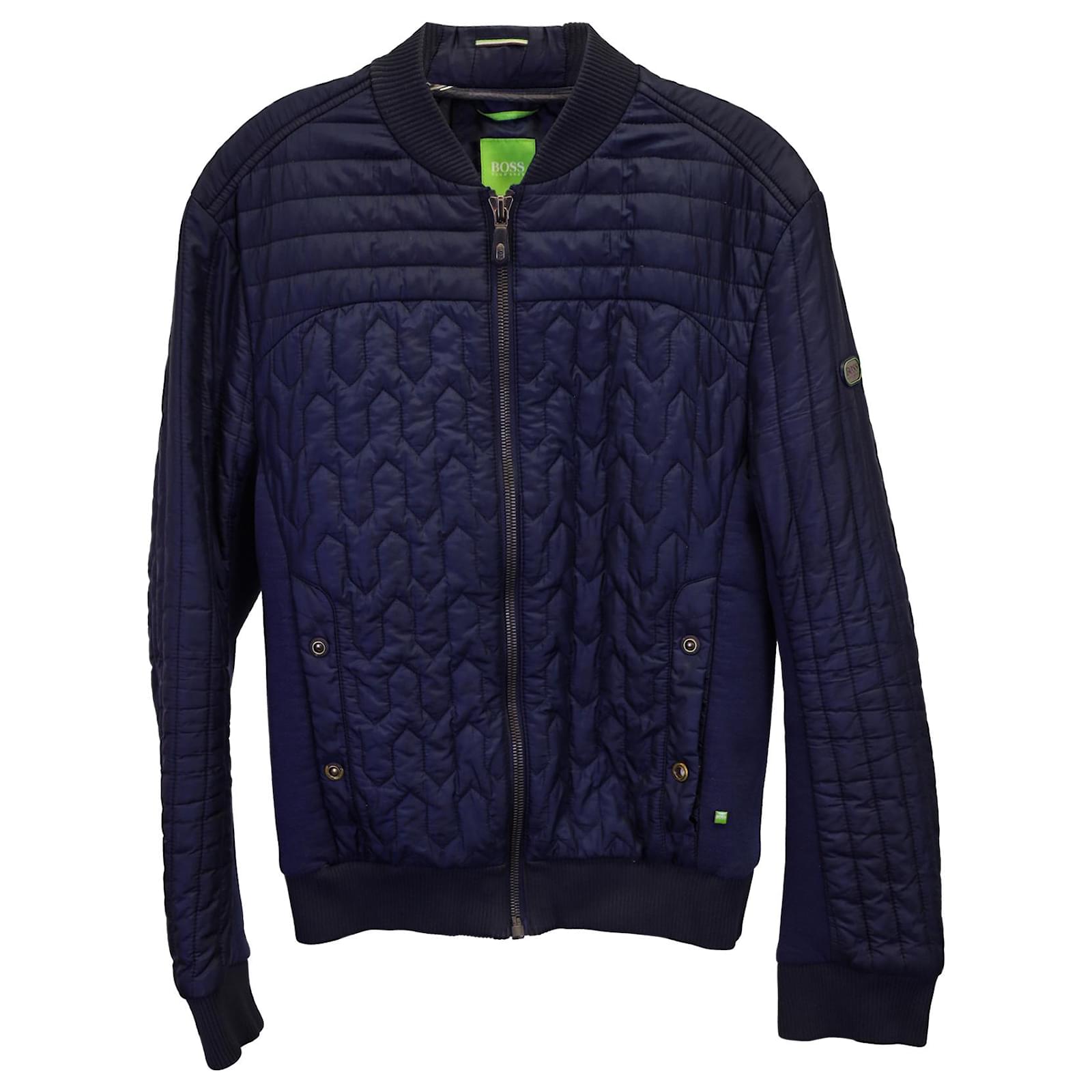 Hugo Boss Boss Quilted Bomber Jacket in Navy Blue Polyamide Nylon ref ...